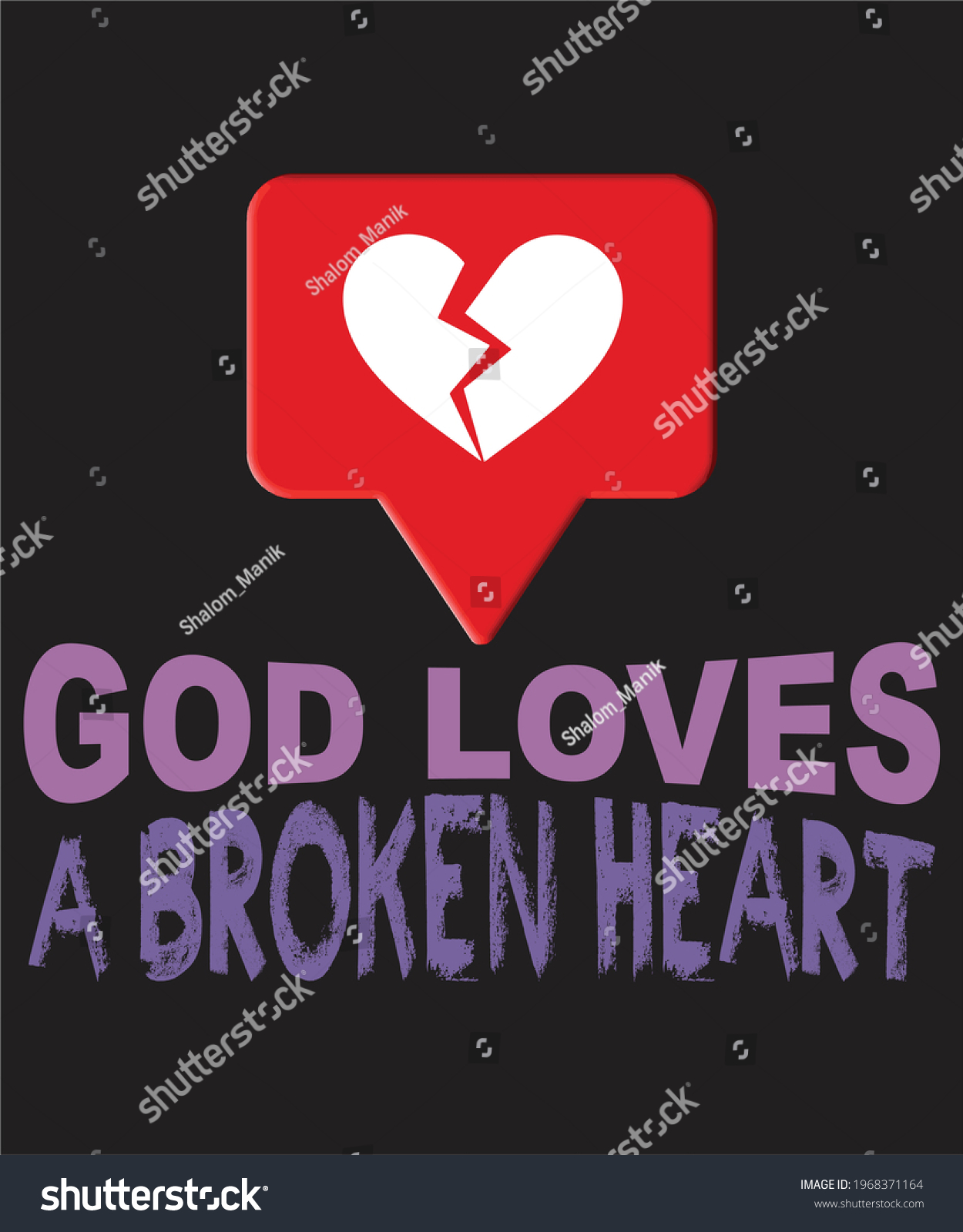 God Loves Broken Heart Stock Vector Royalty Free 1968371164 Shutterstock