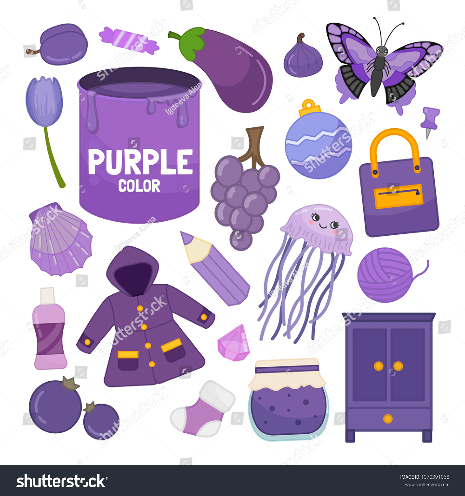 Vector Set Purple Color Objects Learn Stock Vector (Royalty Free ... Vector Set Purple Color Objects Learn Stock Vector (Royalty Free ...