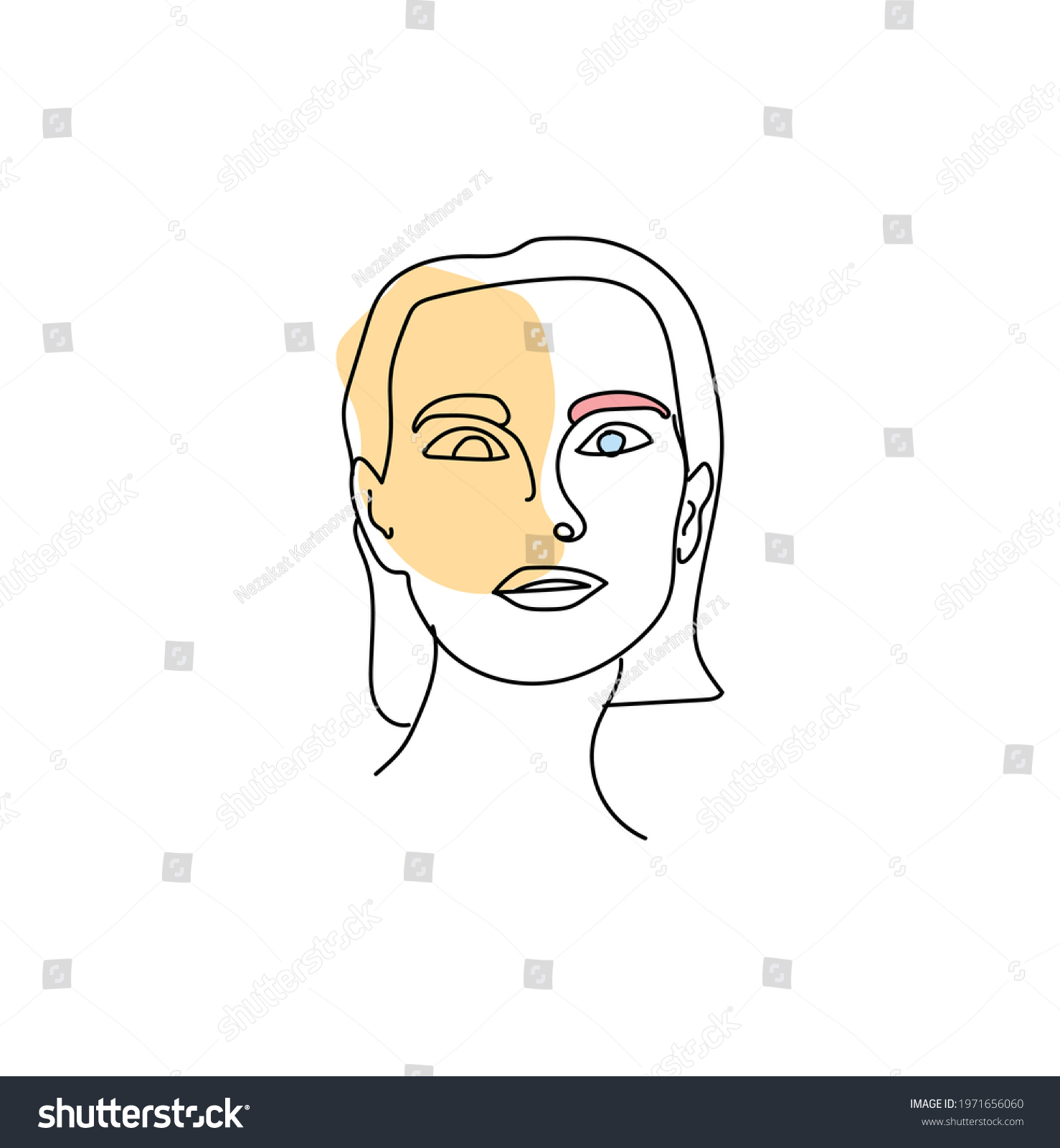 Abstract Woman Face Line Art Drawing Stock Vector Royalty Free