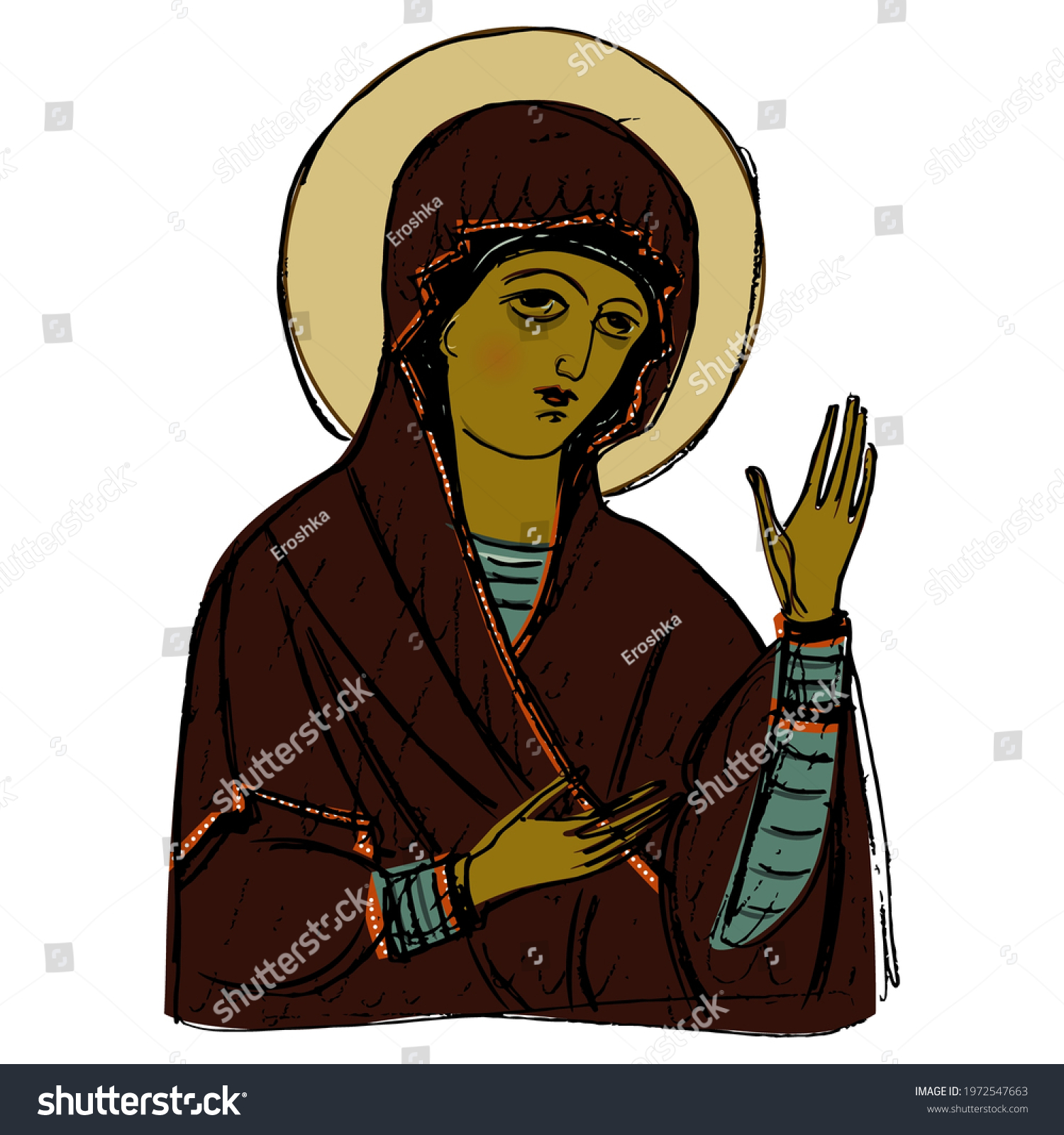 Russian Orthodox Icon Virgin Mary Christian Stock Vector Royalty Free 1972547663 Shutterstock
