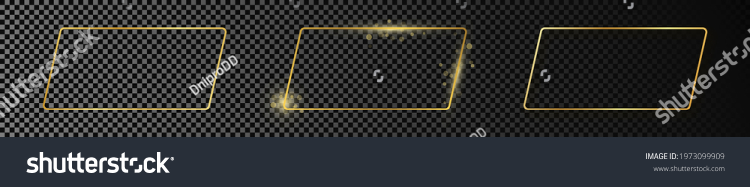 Set Three Gold Glowing Rounded Rectangular Stock Vector (Royalty Free) 1973099909 | Shutterstock