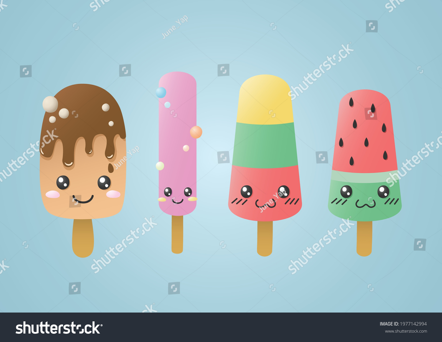 Cute Kawaii Popsicle Ice Cream Character Stock Vector (Royalty Free ... Cute Kawaii Popsicle Ice Cream Character Stock Vector (Royalty Free ...