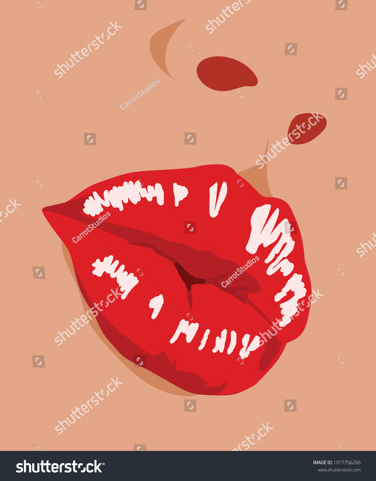 Red Lips Sexy Kiss Vector Illustration เวกเตอร์สต็อก ปลอดค่าลิขสิทธิ์ 1977756266 Shutterstock