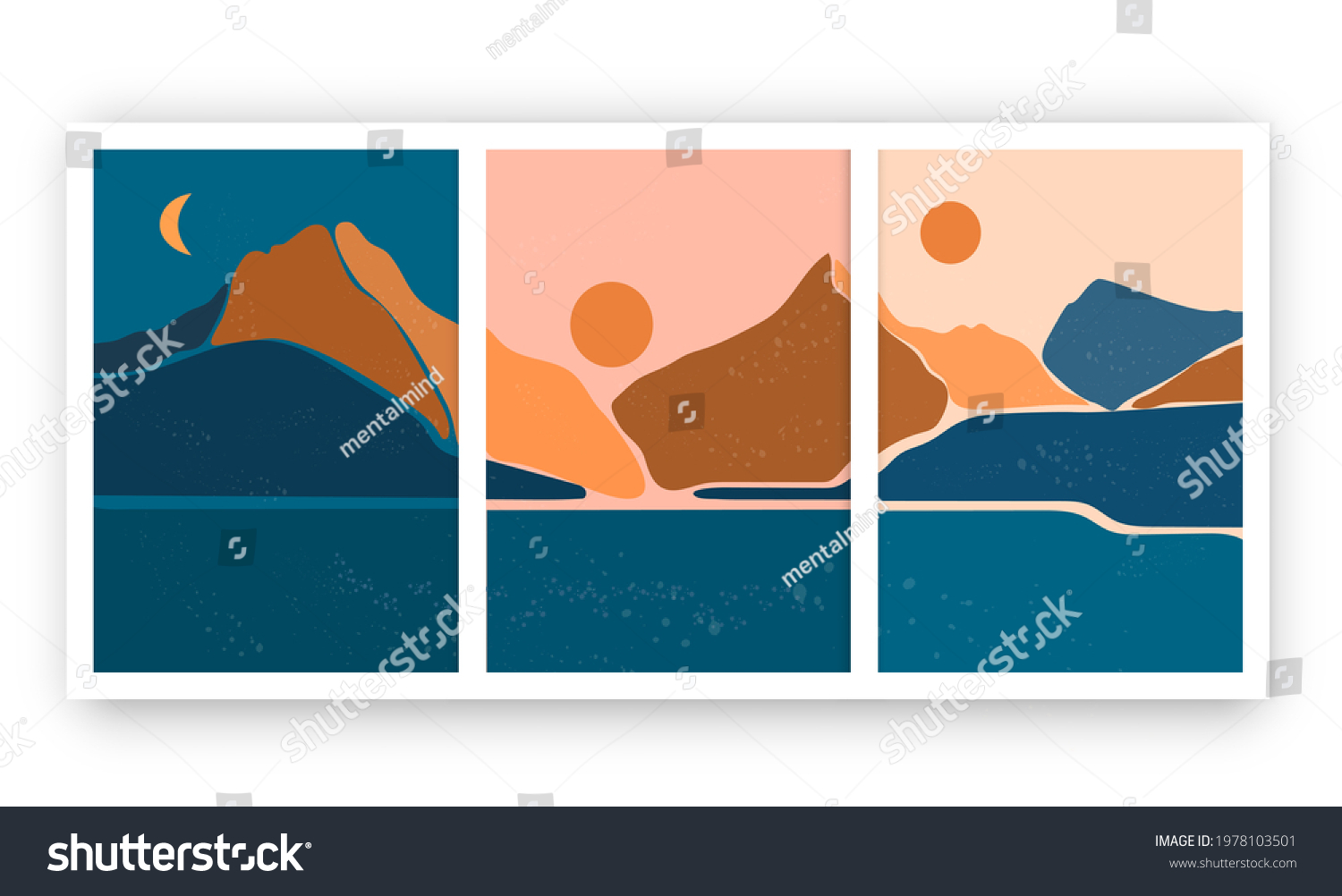 Set Three Abstract Aesthetic Mid Century Stock Vector Royalty Free