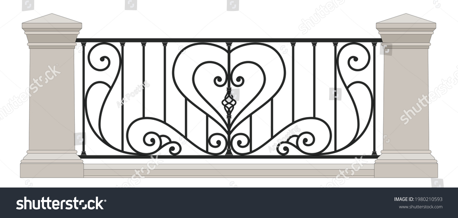 Iron Railings Luxuty Forging Design Blacksmithing Stock Vector Royalty