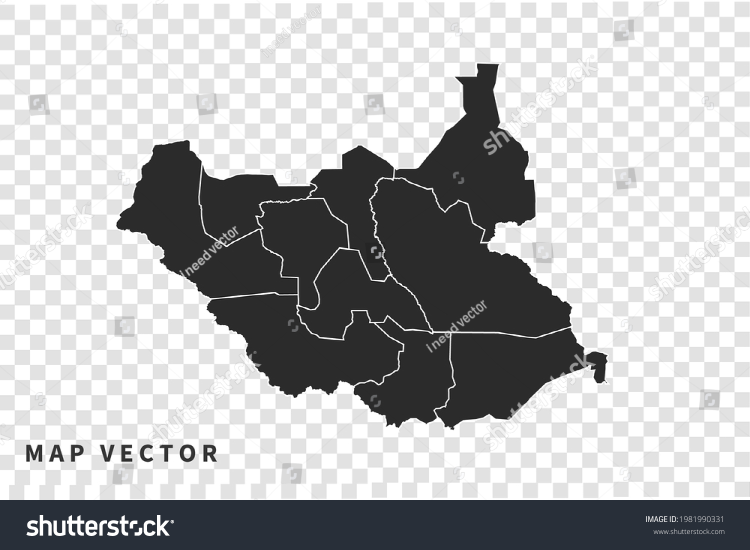 South Sudan Map Vector Isolated On Stock Vector (Royalty Free ...