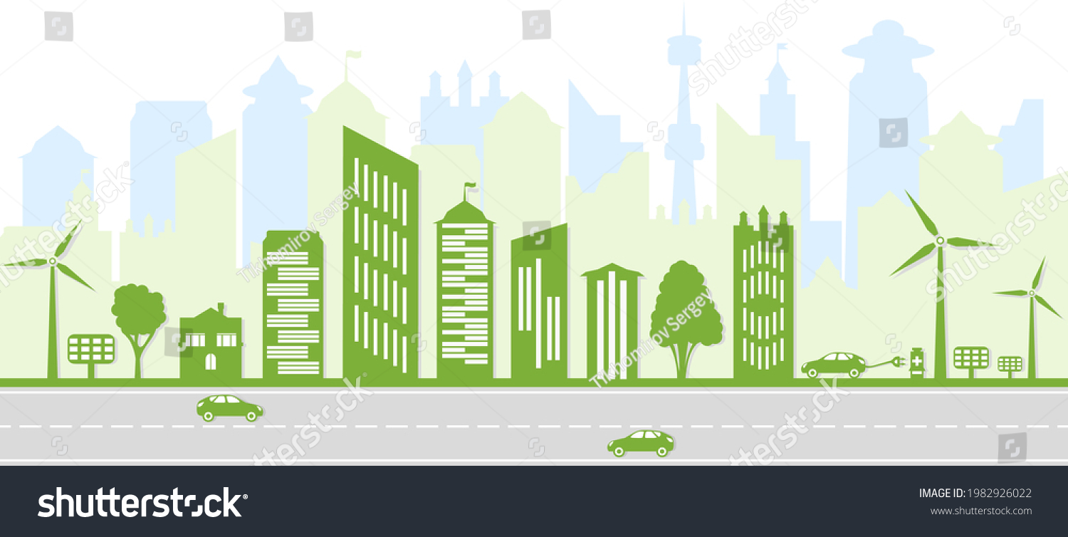 Ecological City Environment Conservation Green City Stock Vector ... Ecological City Environment Conservation Green City Stock Vector ...