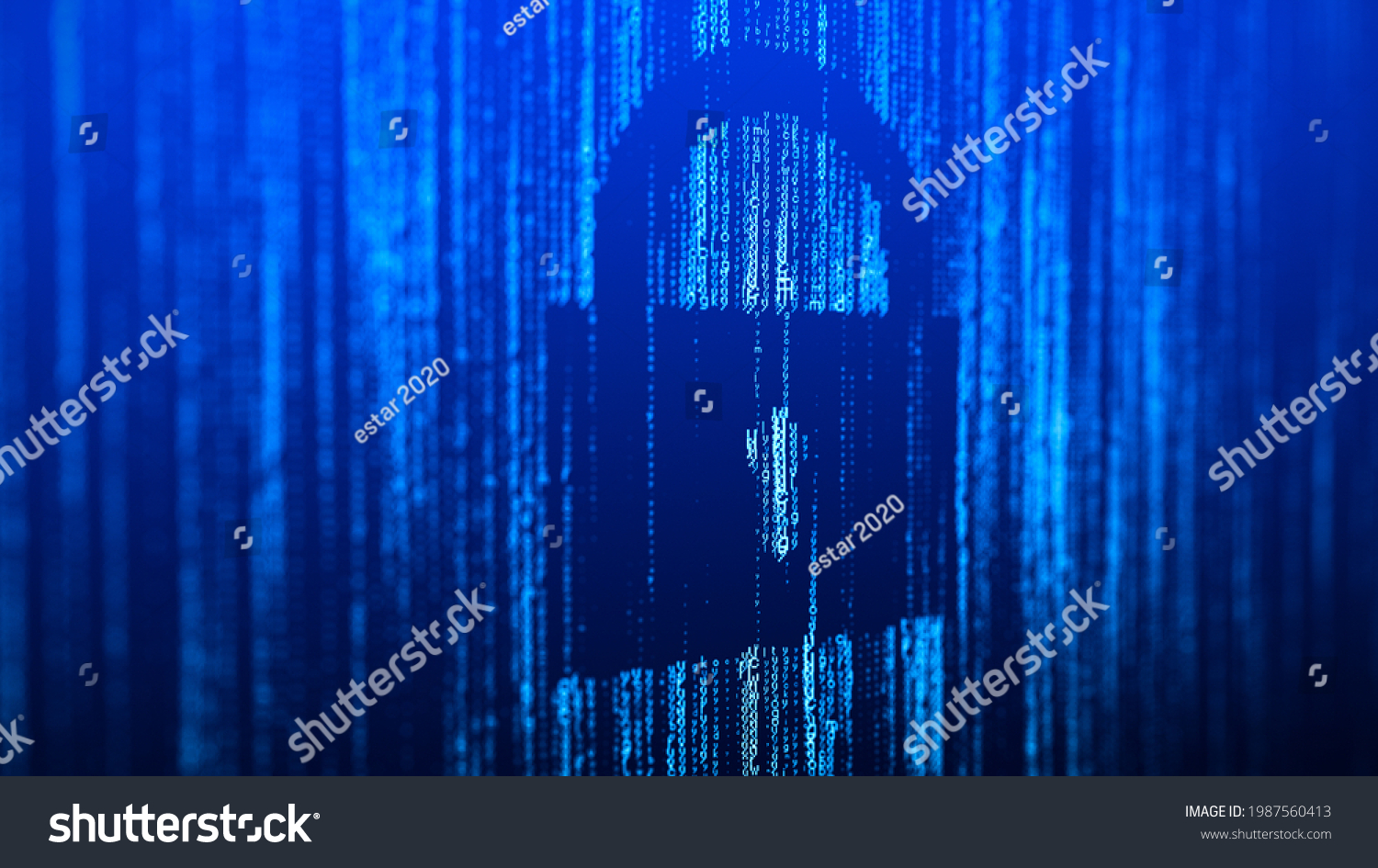 Blue Cyber Security Background Matrix Technology Stock Illustration ...