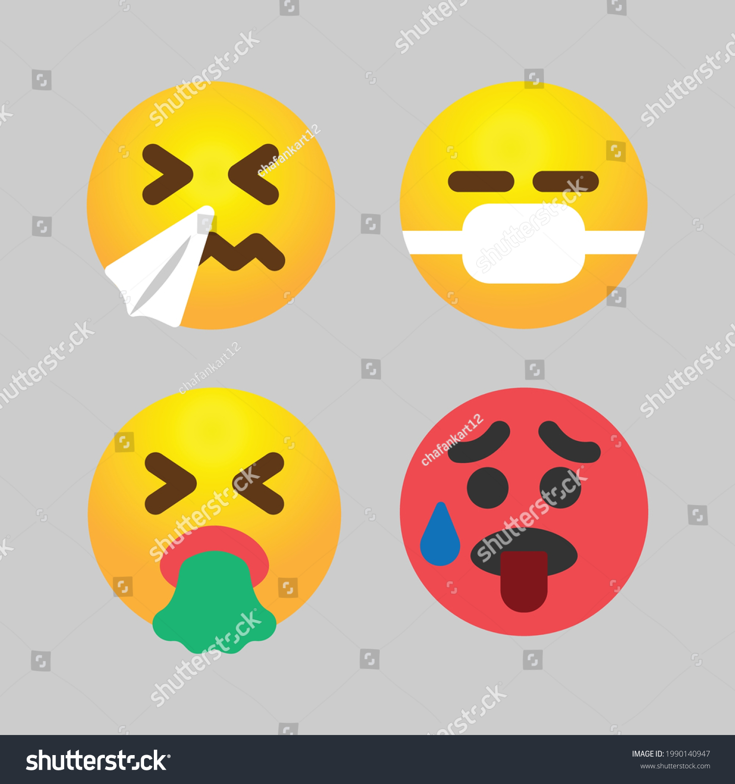 Emoji Sick Set Expression Emoticon Icons Stock Vector Royalty Free 1990140947 Shutterstock