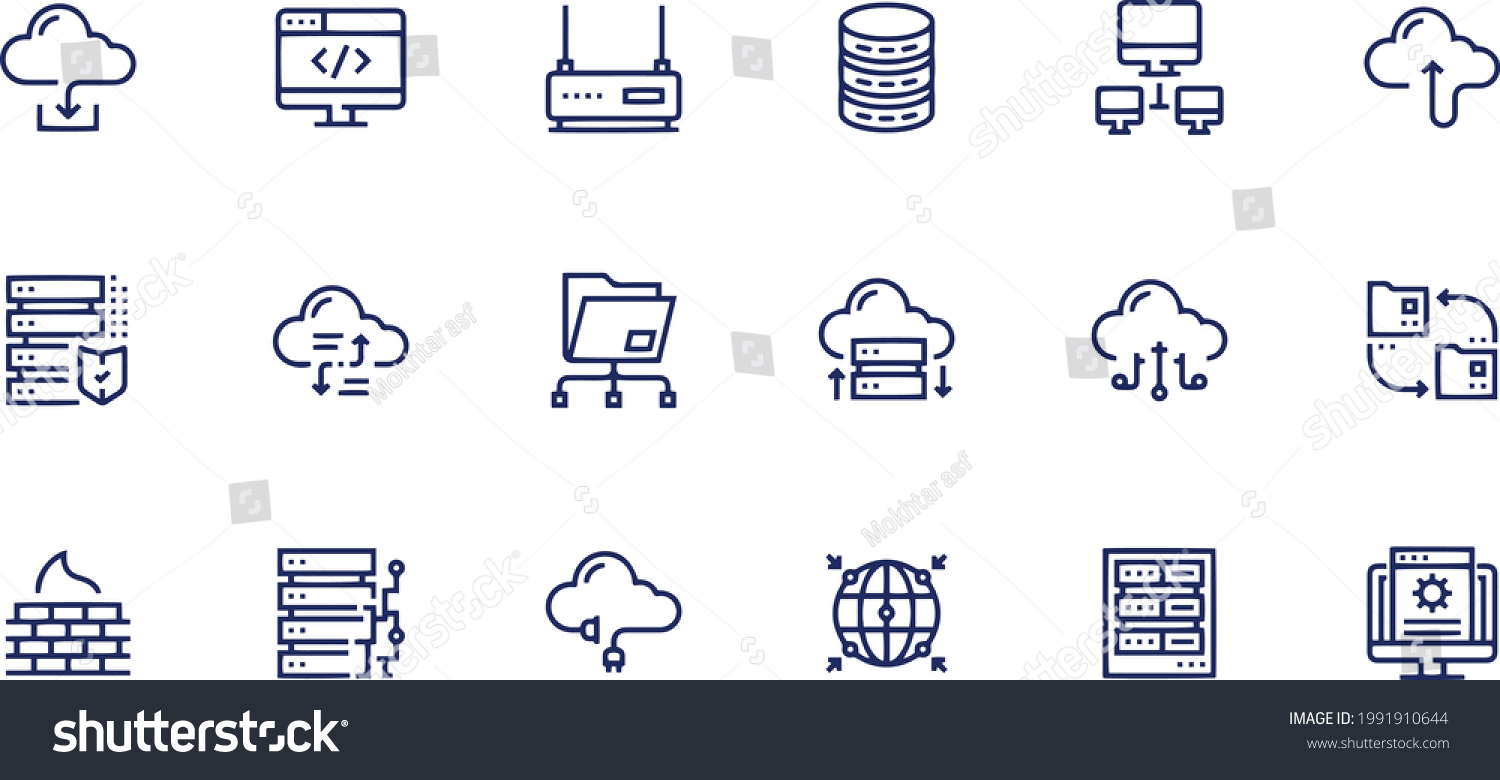 Network Technology Database Cloud Folder Icon 库存矢量图（免版税）1991910644 ...