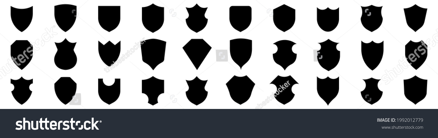 Collection Shield Icons Shields Icons Set Stock Vector Royalty Free