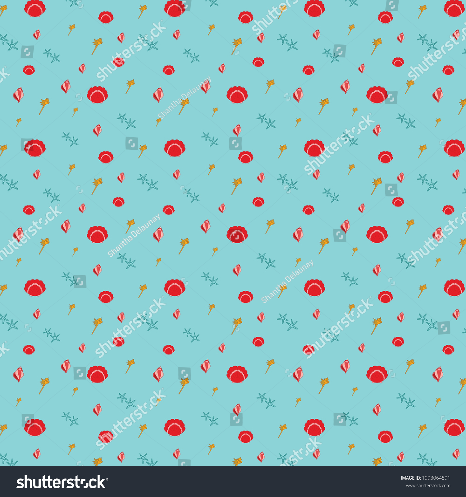 Seashell Pattern Light Blue Background Stock Vector (Royalty Free ...