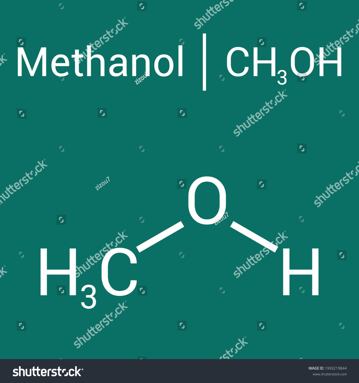 Stock Vektor „chemical Structure Methanol Ch3oh Bez Autorských Poplatků 1993219844 Shutterstock