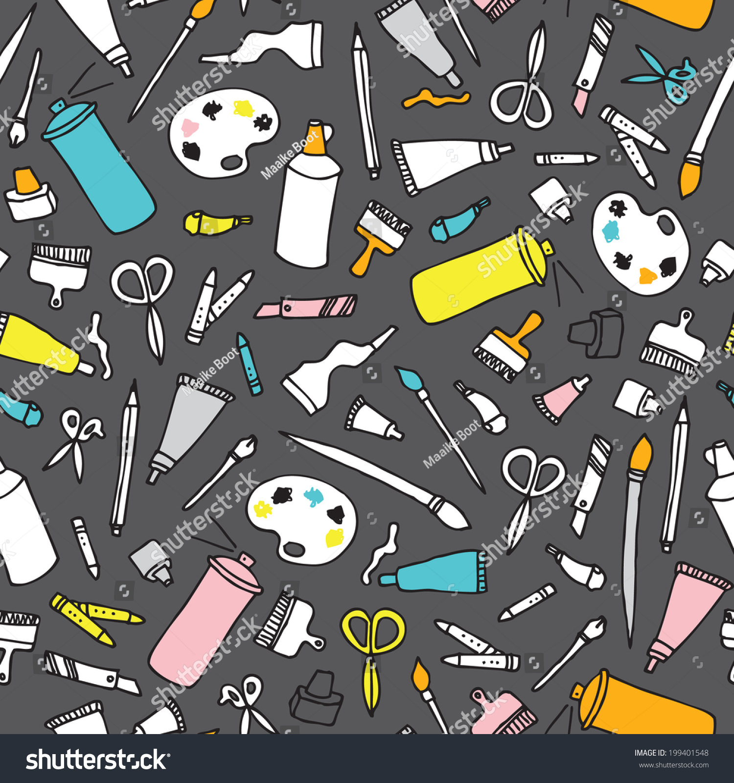 Seamless Art Supply Illustration Artist Doodle Stock Vector (Royalty ... Seamless Art Supply Illustration Artist Doodle Stock Vector (Royalty ...