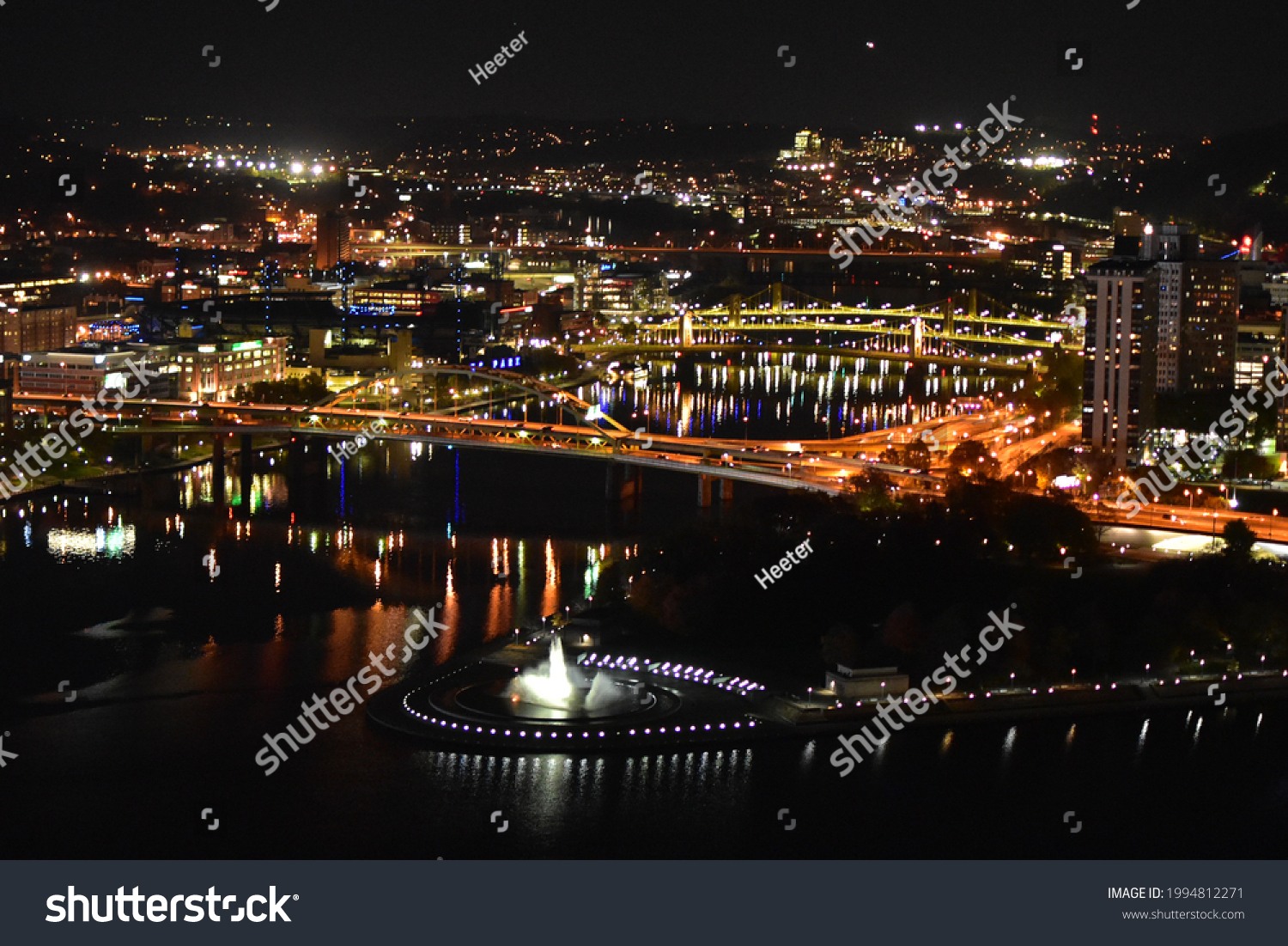Pittsburgh Skyline Bridges During Nighttime Stock Photo 1994812271 ... Pittsburgh Skyline Bridges During Nighttime Stock Photo 1994812271 ...