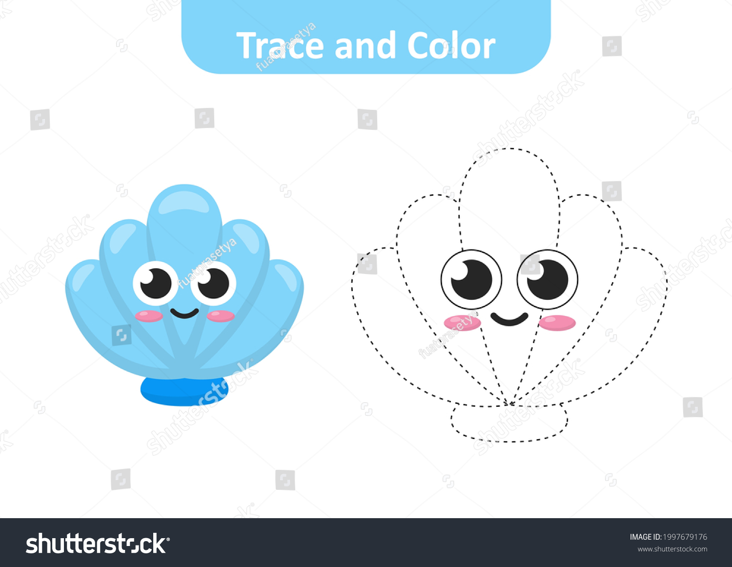 Trace Color Kids Seashell Vector Stock Vector (Royalty Free) 1997679176 ... Trace Color Kids Seashell Vector Stock Vector (Royalty Free) 1997679176 ...