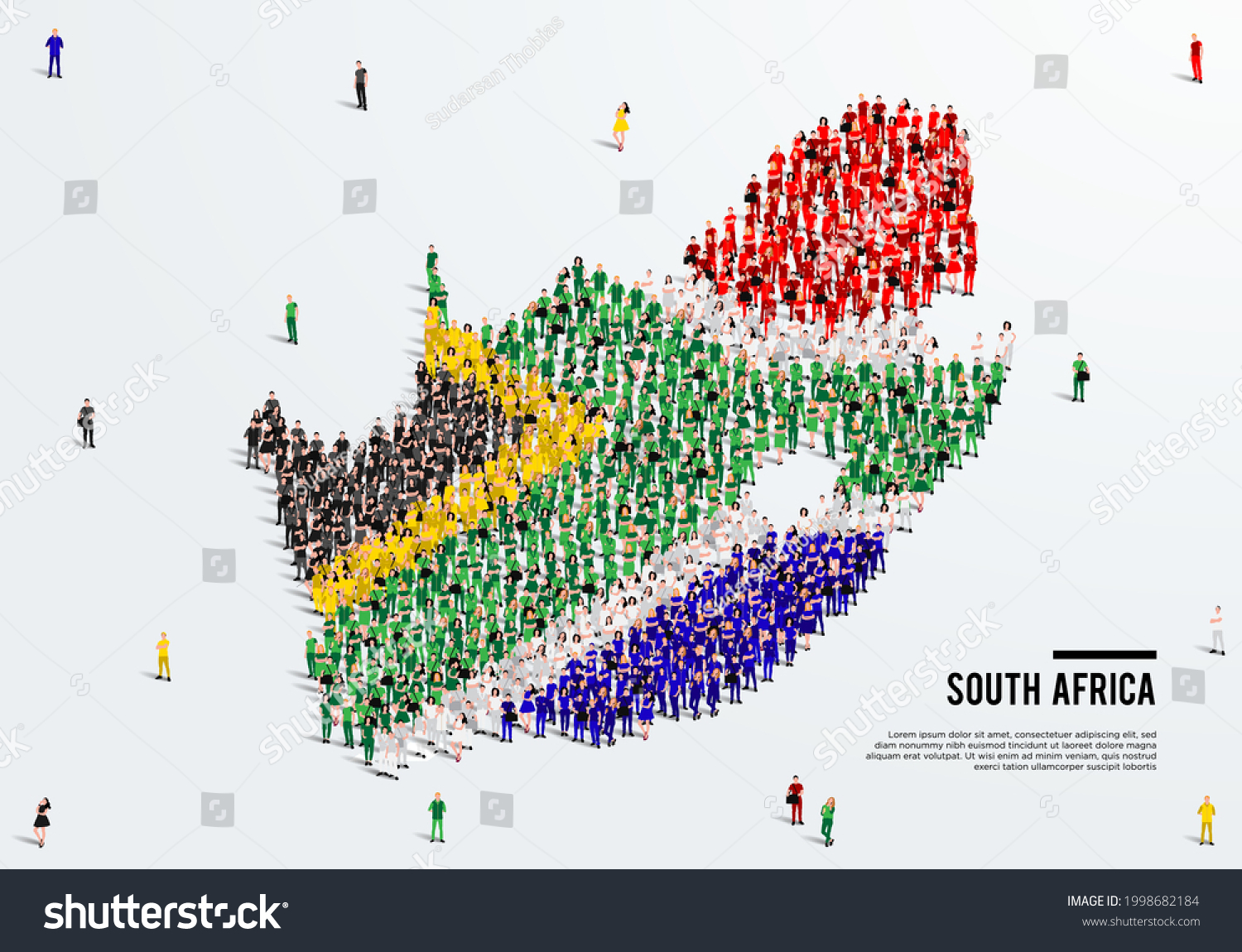 South Africa Map Flag Large Group Stock Vector (Royalty Free ...