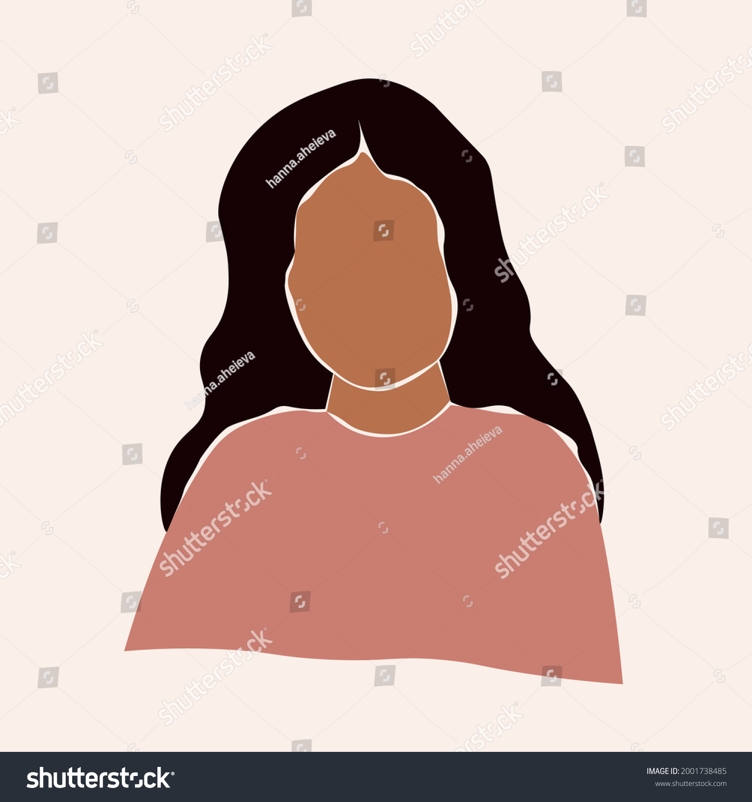 Portrait Darkskinned Girl Stylish Model Stock Illustration 2001738485