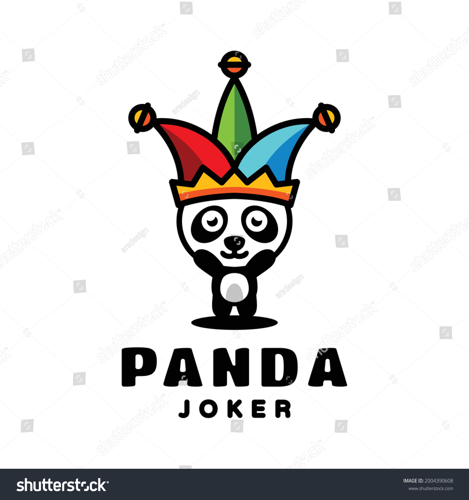 Simple Mascot Logo Design Panda Joker Stock Vector Royalty Free 2004390608 Shutterstock