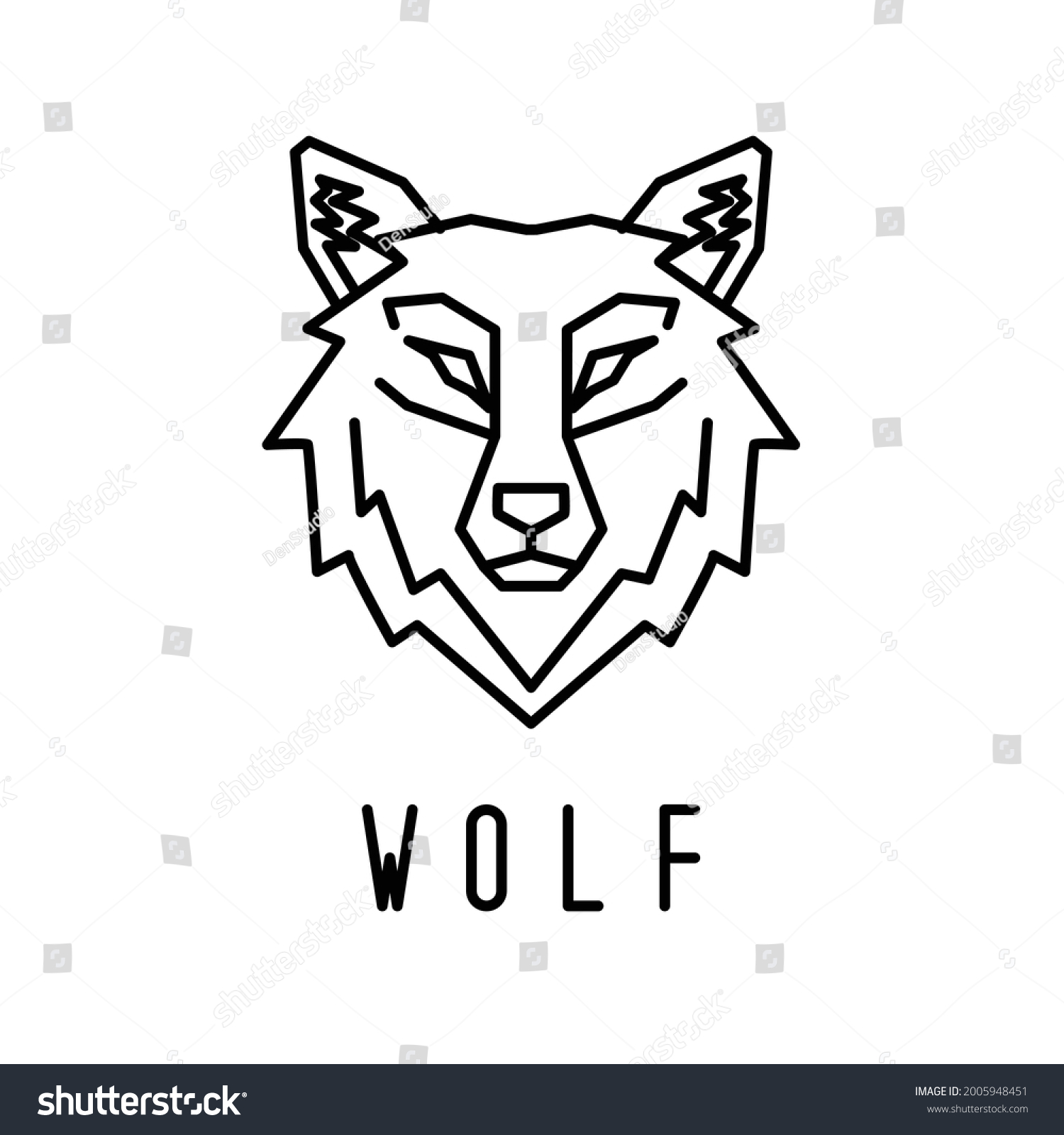 Wolf Head Line Drawing Vector Illustration Stock Vector Royalty Free 2005948451 Shutterstock