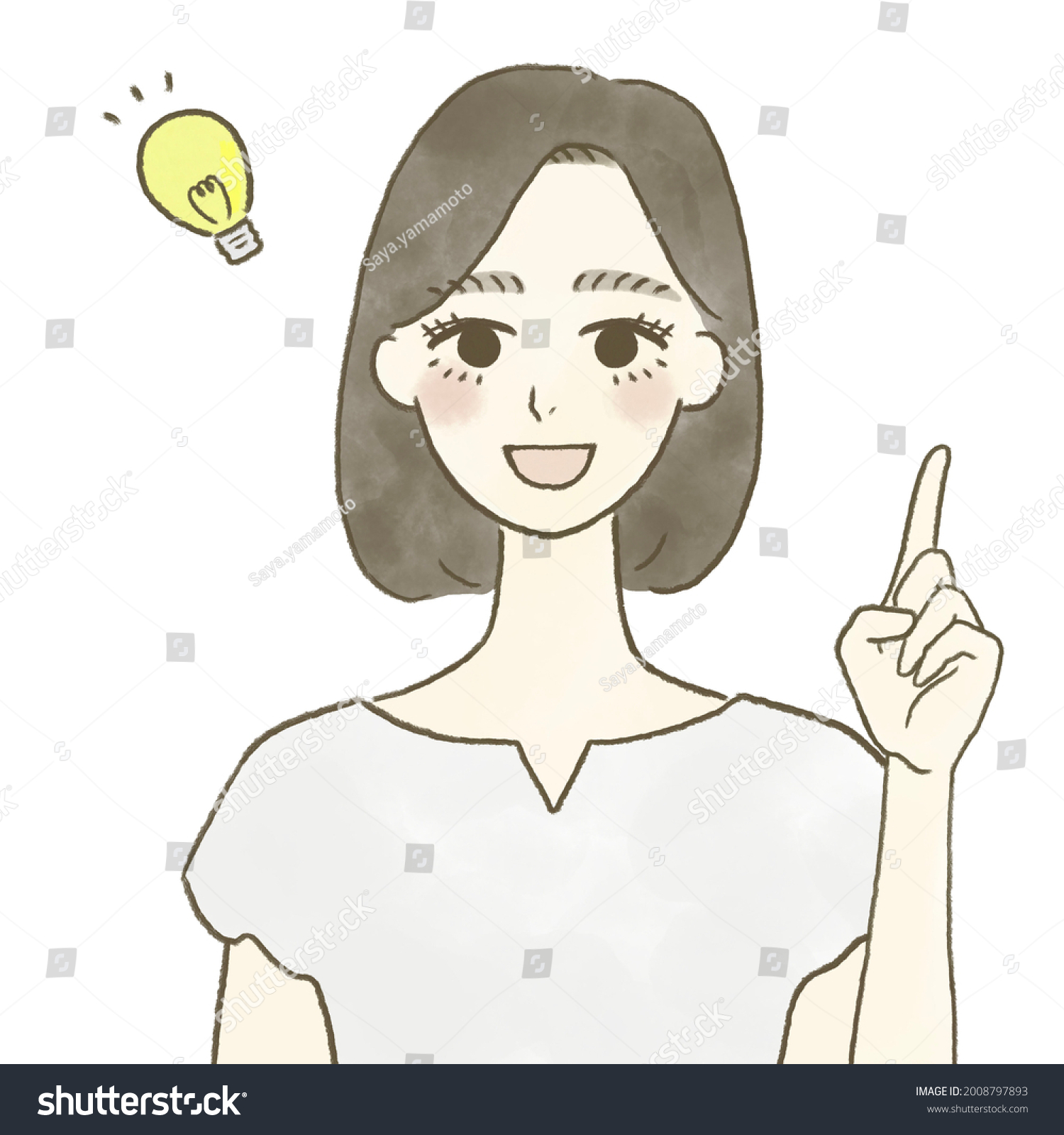 Clip Art Young Woman Flashing Smile Stock Illustration 2008797893