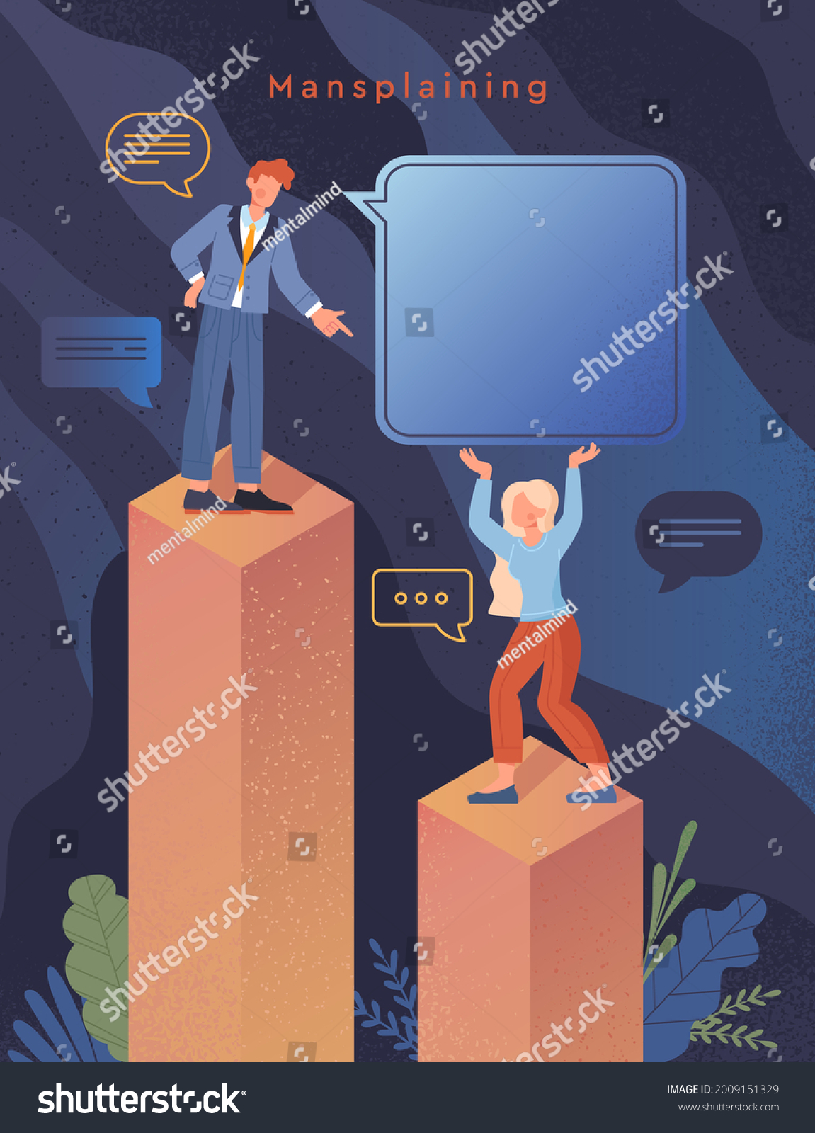 Mansplaining Gender Stereotypes Abstract Concept Sex Stock Vector