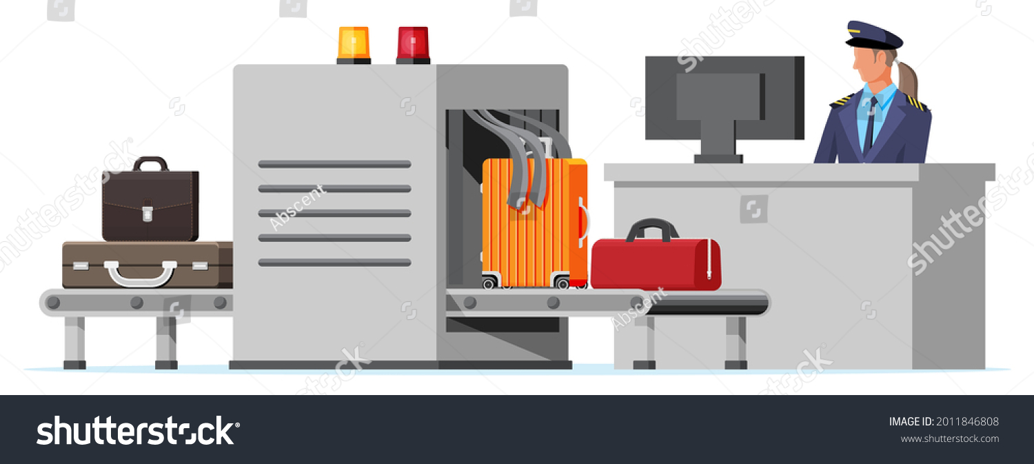 Airport Security Scanner Icon Conveyor Belt стоковая векторная графика