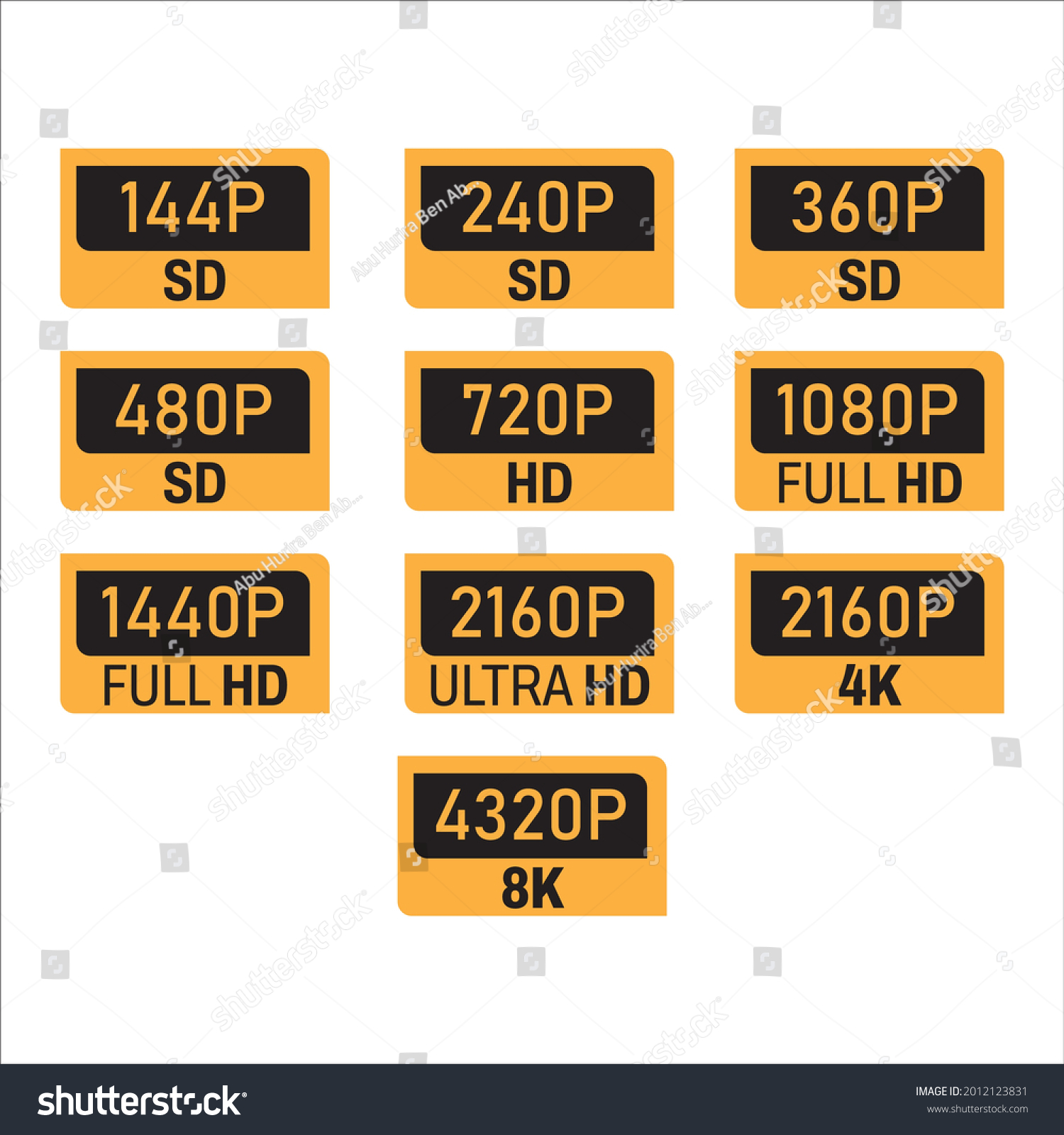 Video Size Resolution Icon Labeling Sd Stock Vector Royalty Free
