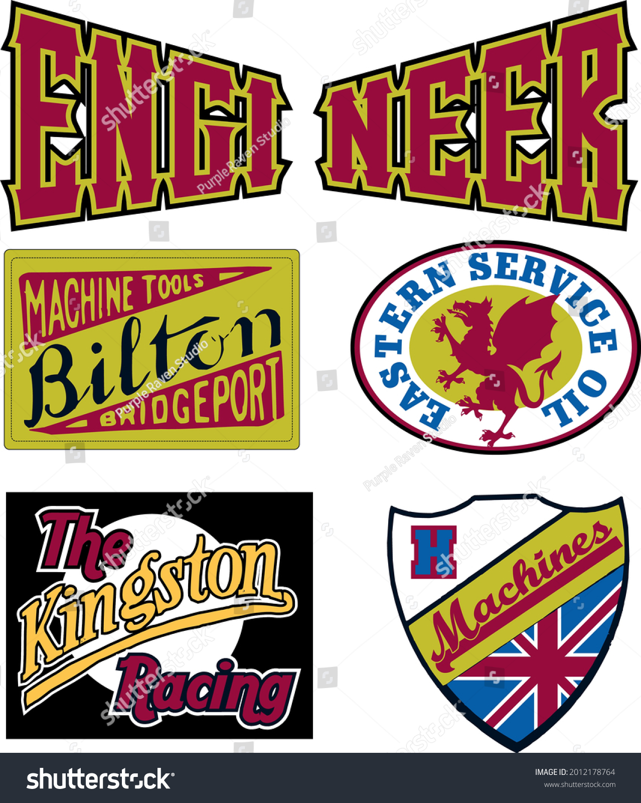 Engineer Machine Patch Logo Set Vector Stock Vector (Royalty Free ...