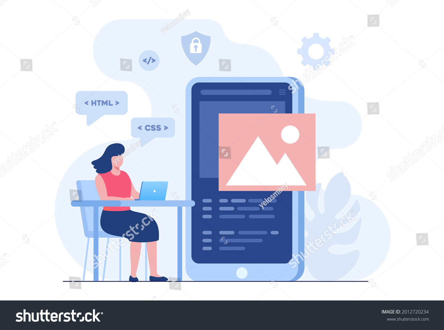 Mobile Application Developer Programming Languages Css Stock Vector ...