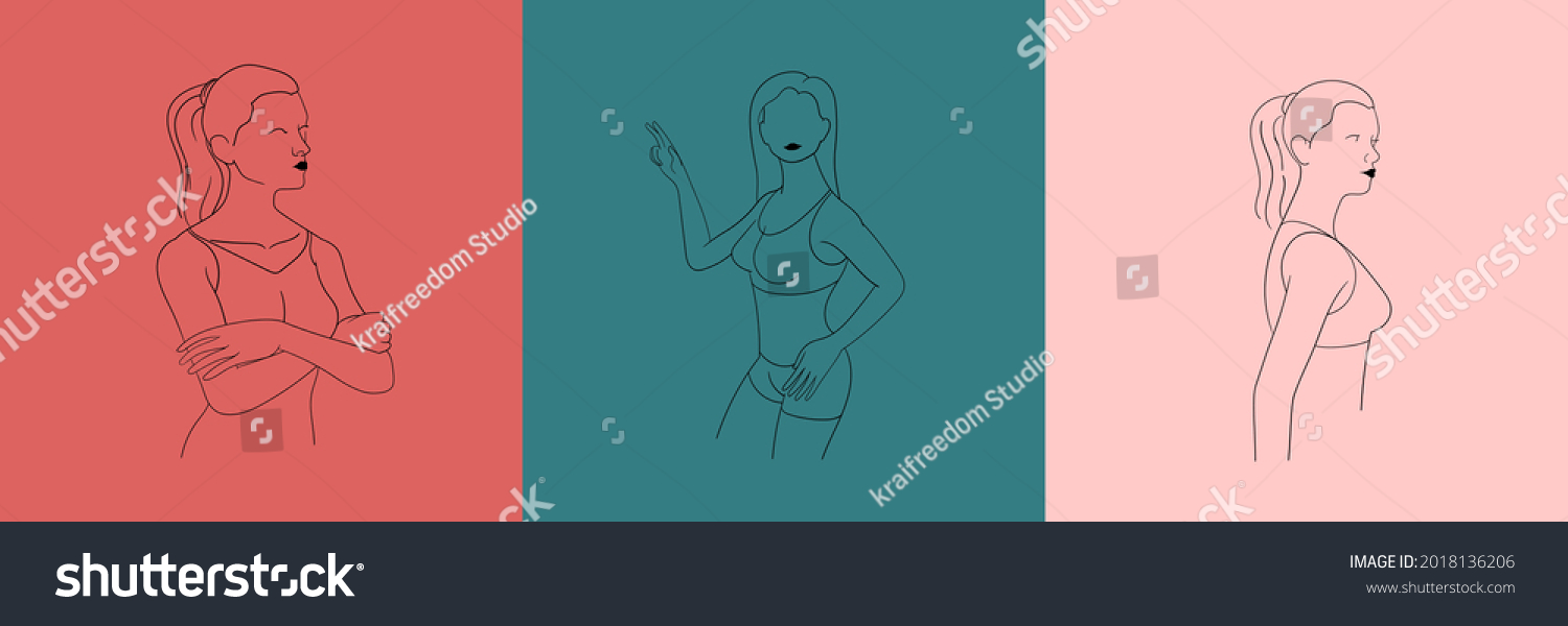 Set Abstract Minimalistic Female Figure Underwear Stock Vector Royalty