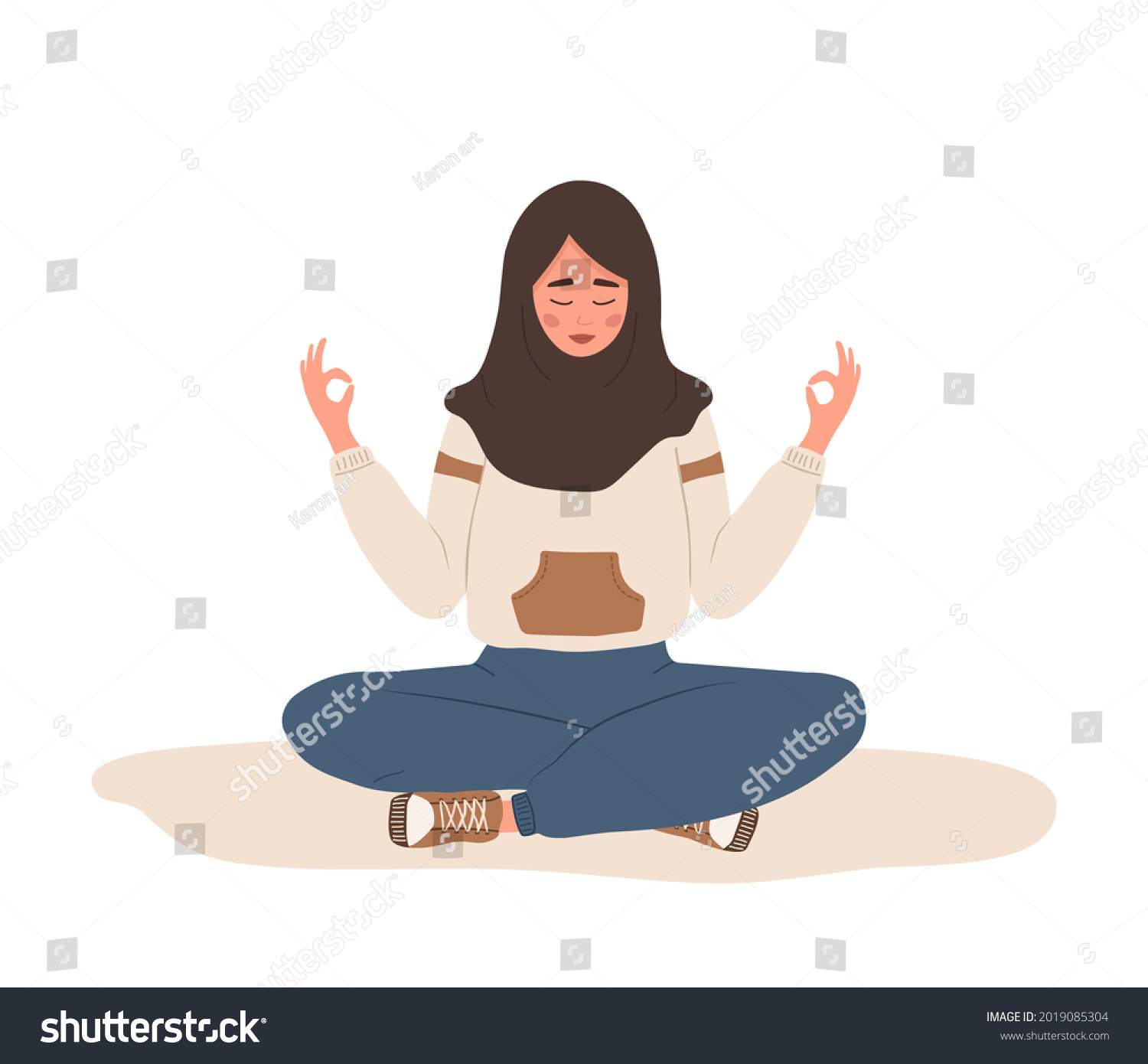 Breath Awareness Yoga Exercise Arab Woman Stock Vector (Royalty Free ... Breath Awareness Yoga Exercise Arab Woman Stock Vector (Royalty Free ...