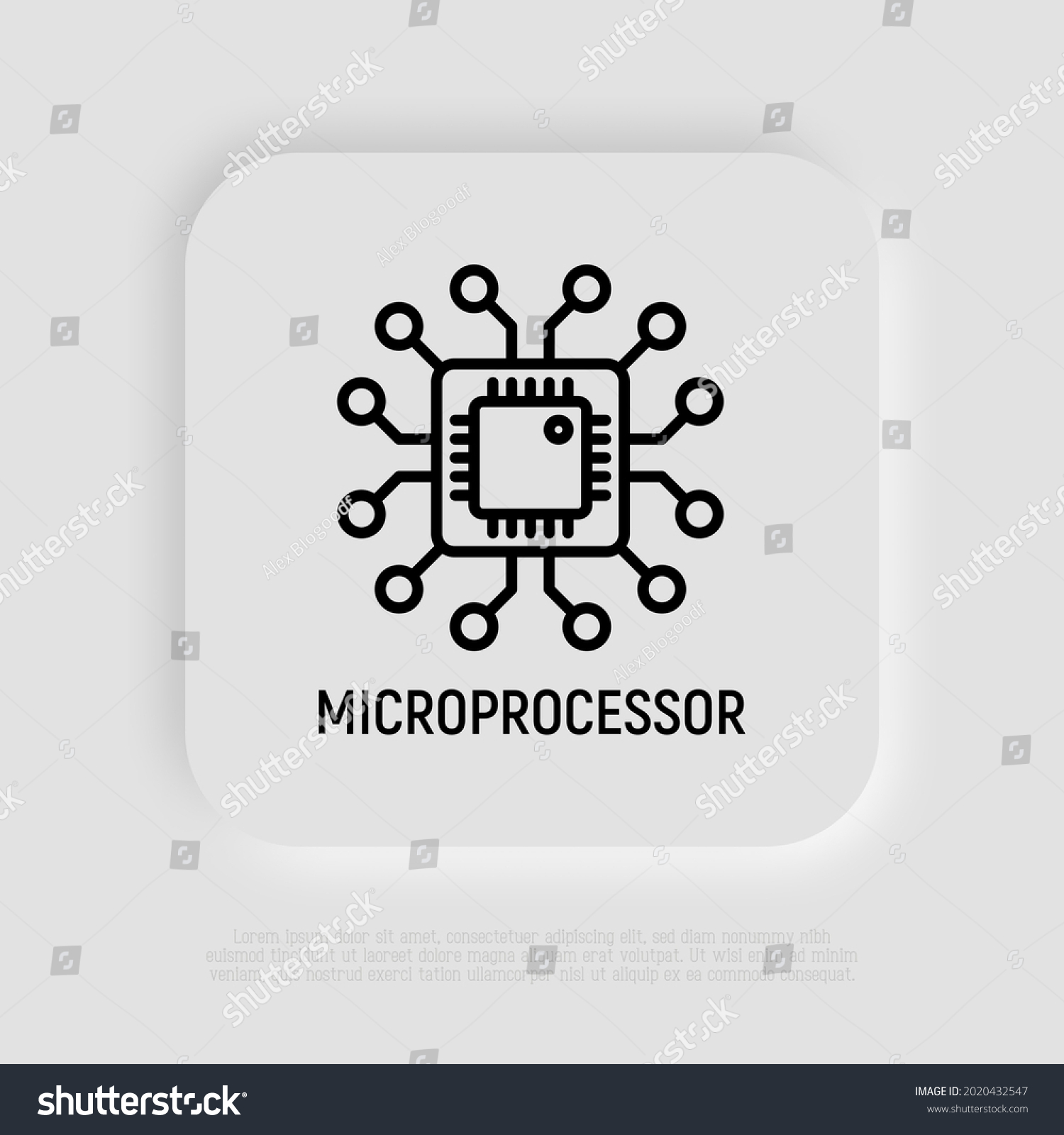 Microprocessor Microchip Cpu Processor Thin Line Stock Vector (Royalty ...