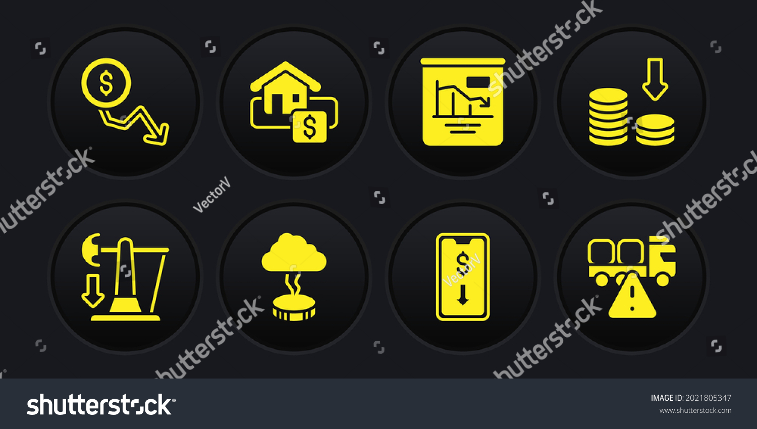 Set Drop Crude Oil Price Dollar Stock Vector (Royalty Free) 2021805347 ...