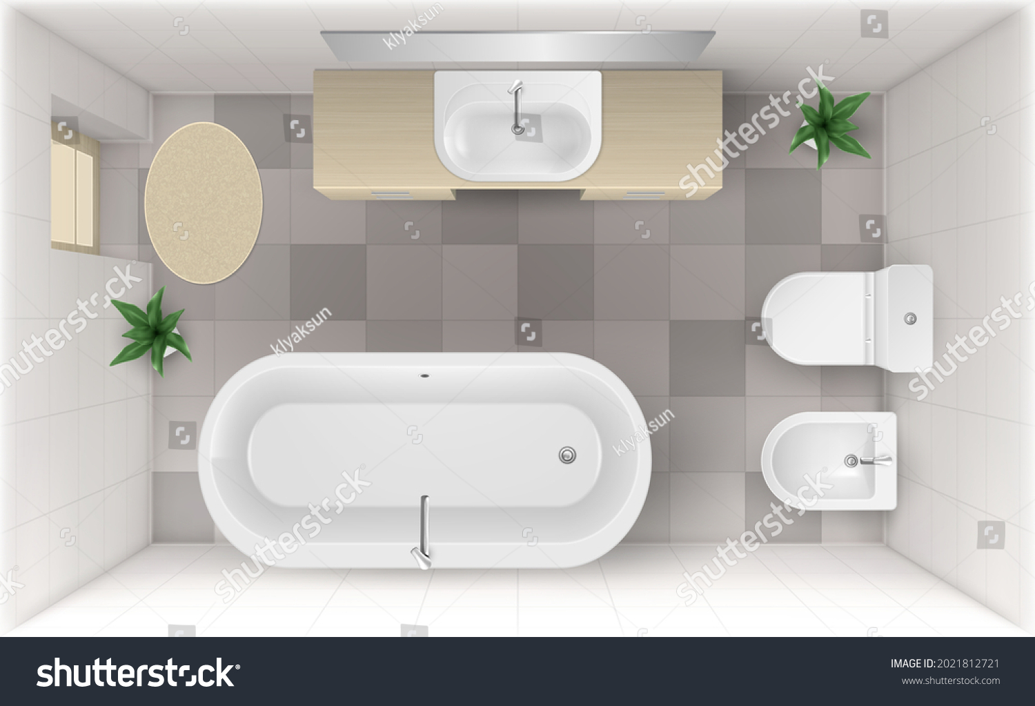 Bathroom Interior Top View Room Bath Stock Vector Royalty Free