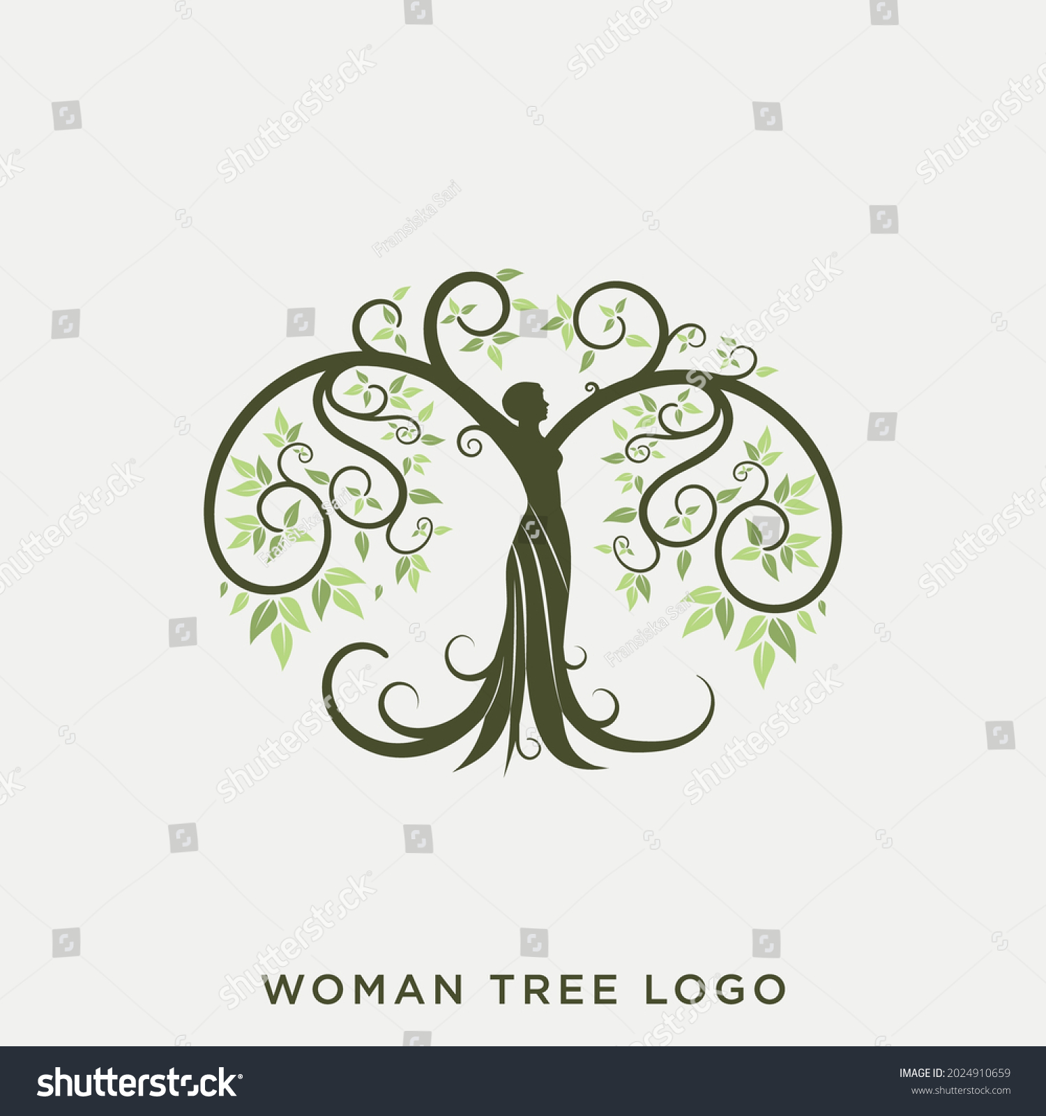 Woman Tree Logo Design Vector Stock Vector (Royalty Free) 2024910659 ...