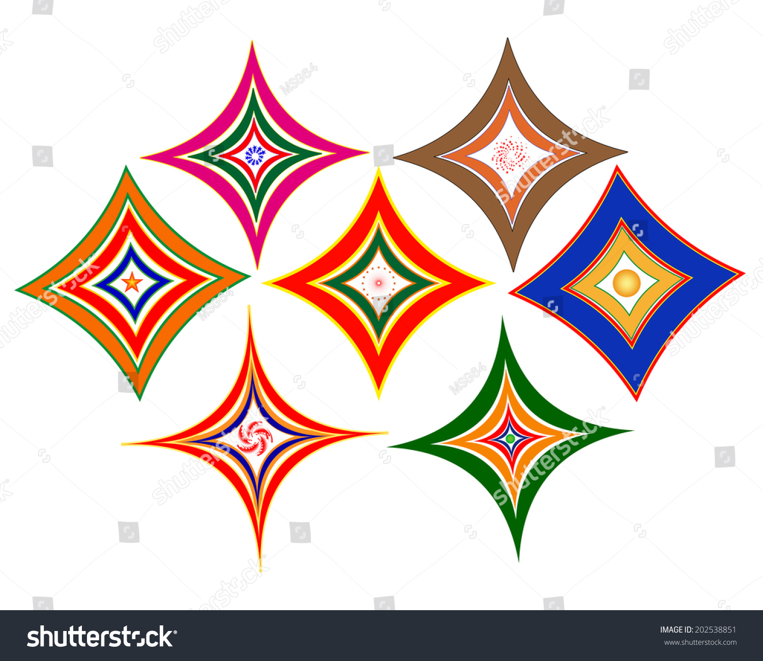 Different Patterns Different Colors On White Stock Vector Royalty Free 202538851 Shutterstock