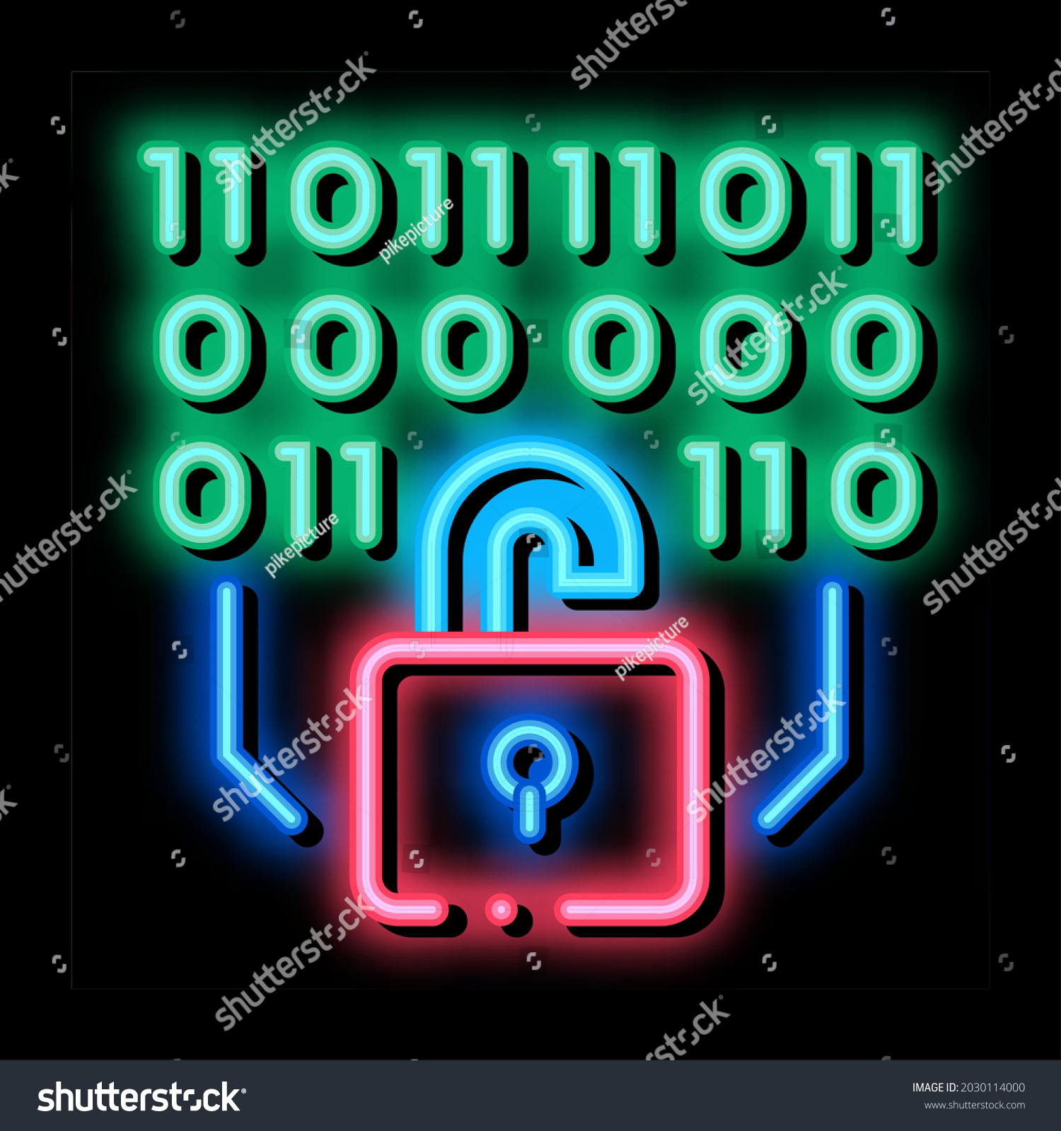 Binary Security Code Neon Light Sign Stock Vector (Royalty Free) 2030114000 | Shutterstock