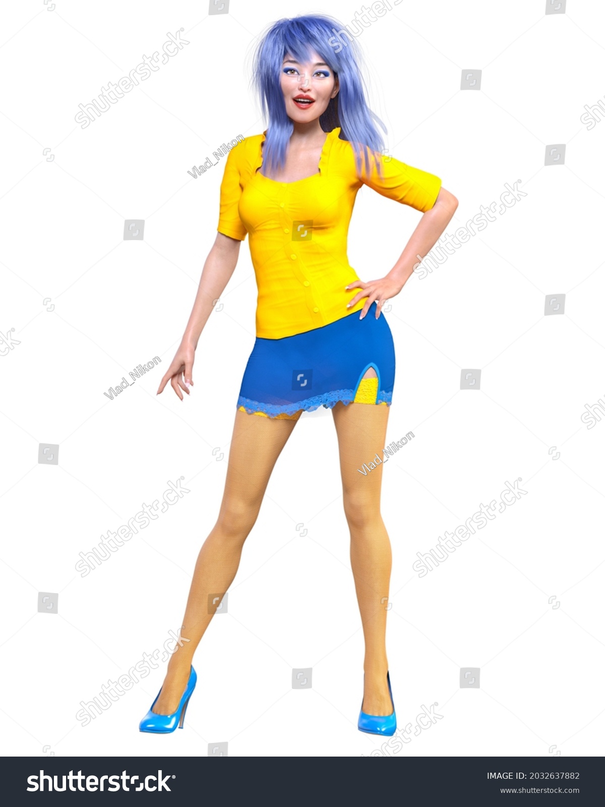 Sexy Japanese Secretary Mini Skirt Stockingbeautiful Stock Illustration