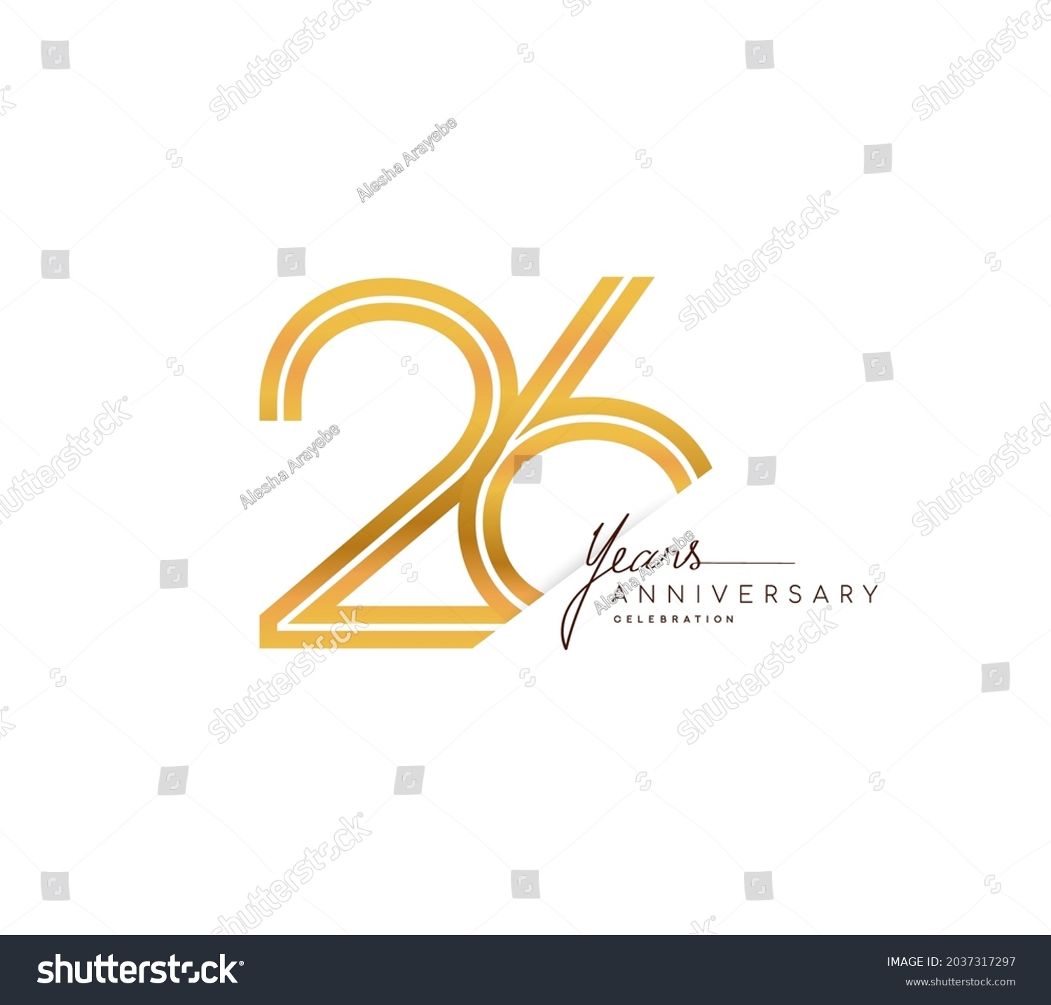 26th Anniversary Logo Golden Colored Linked Stock Vector (Royalty Free ...