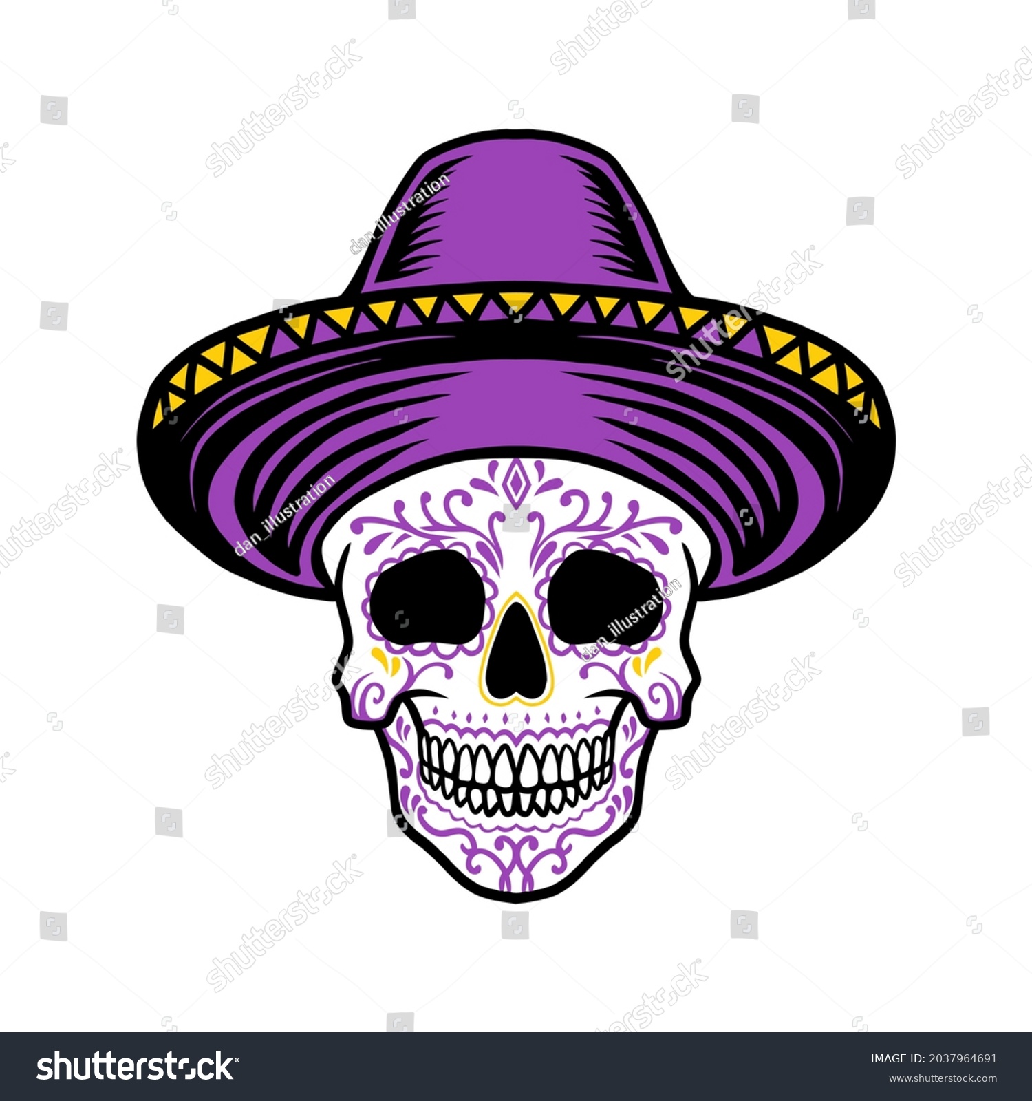 Sugar Skull Vector Art Illustration Stock Vector Royalty Free