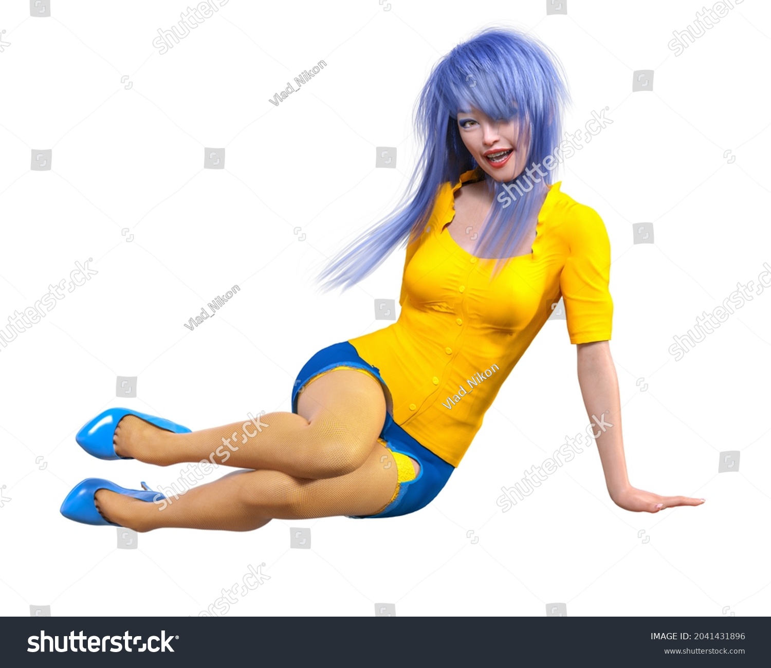Sexy Japanese Secretary Mini Skirt Stockingbeautiful Stock Illustration