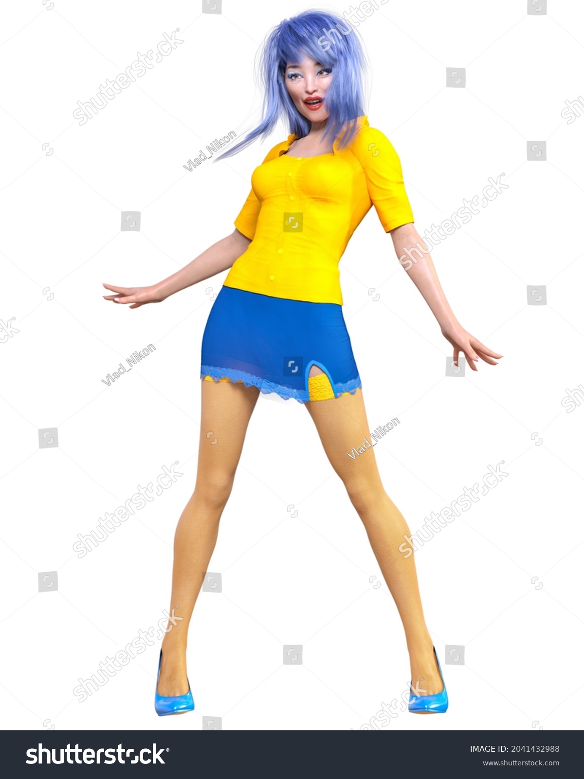 Sexy Japanese Secretary Mini Skirt Stockingbeautiful Stock Illustration