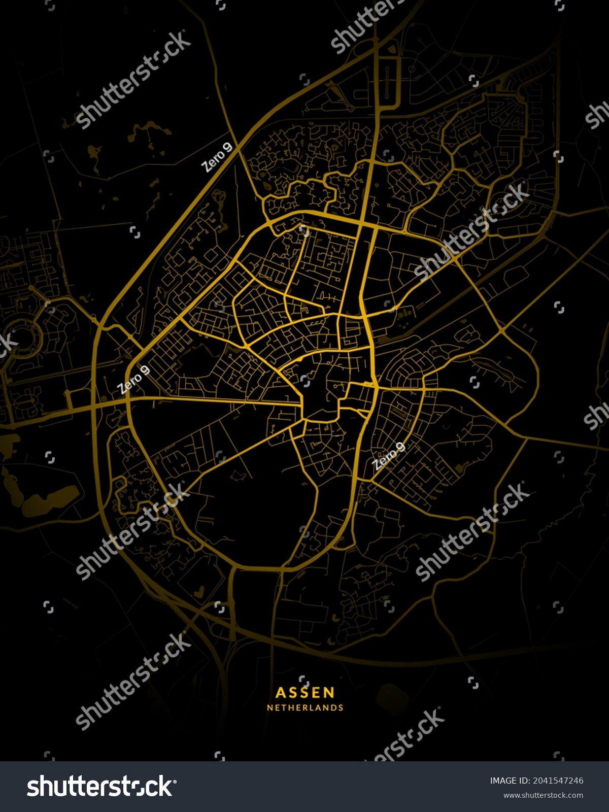 Assen Netherlands City Map Assen City Stock Illustration 2041547246 Shutterstock