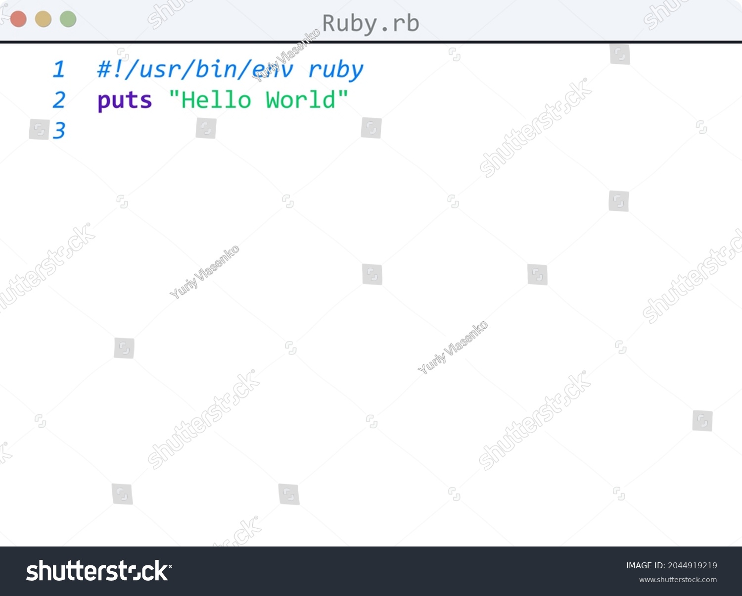 Ruby Language Hello World Program Sample Stock Vector (Royalty Free ...