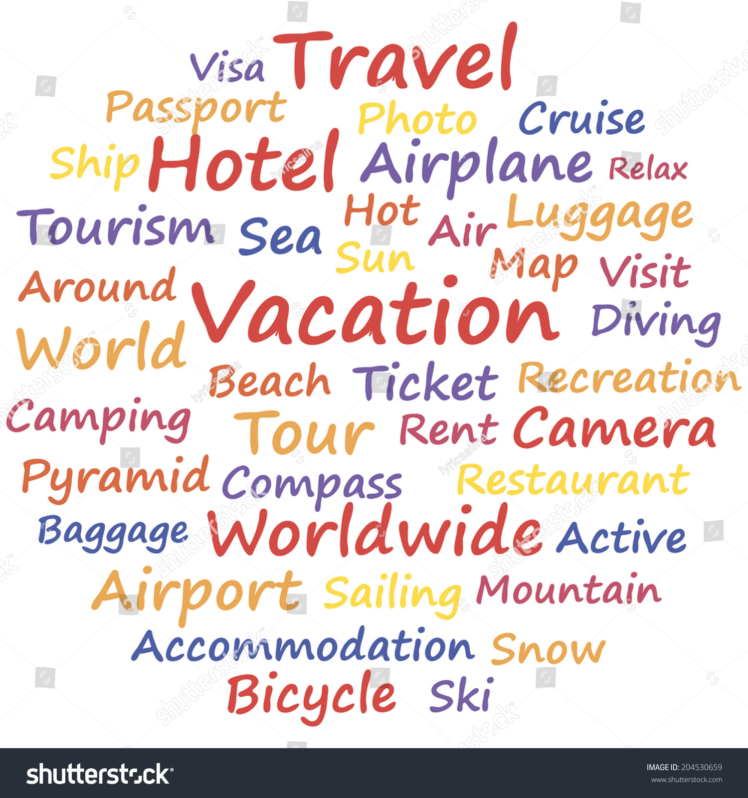 Travel On Vacation Word Cloud Concept Stock Vector (Royalty Free ...