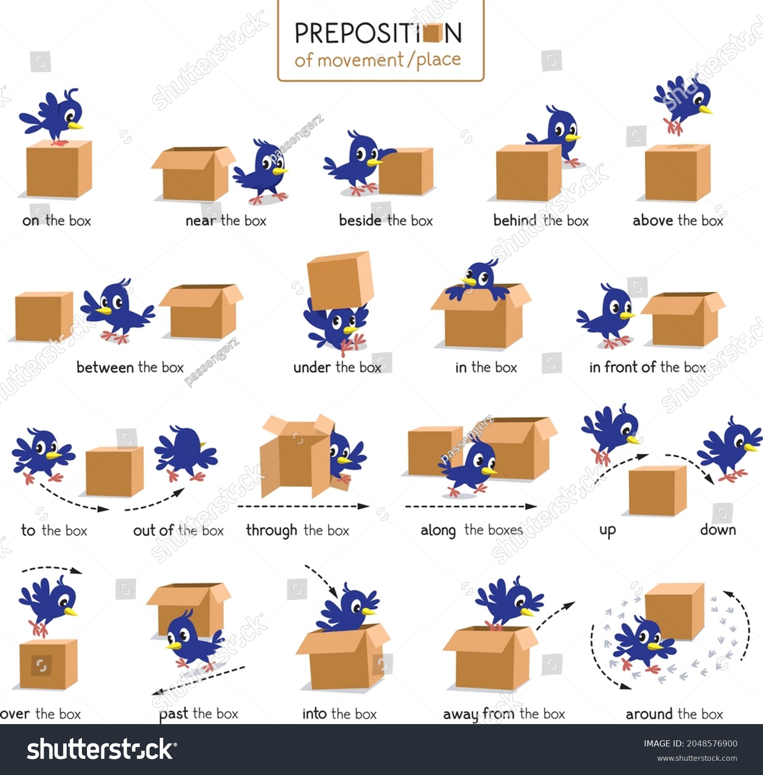 Preposition Place Movement Bird Box Stock Vector (Royalty Free ... Preposition Place Movement Bird Box Stock Vector (Royalty Free ...