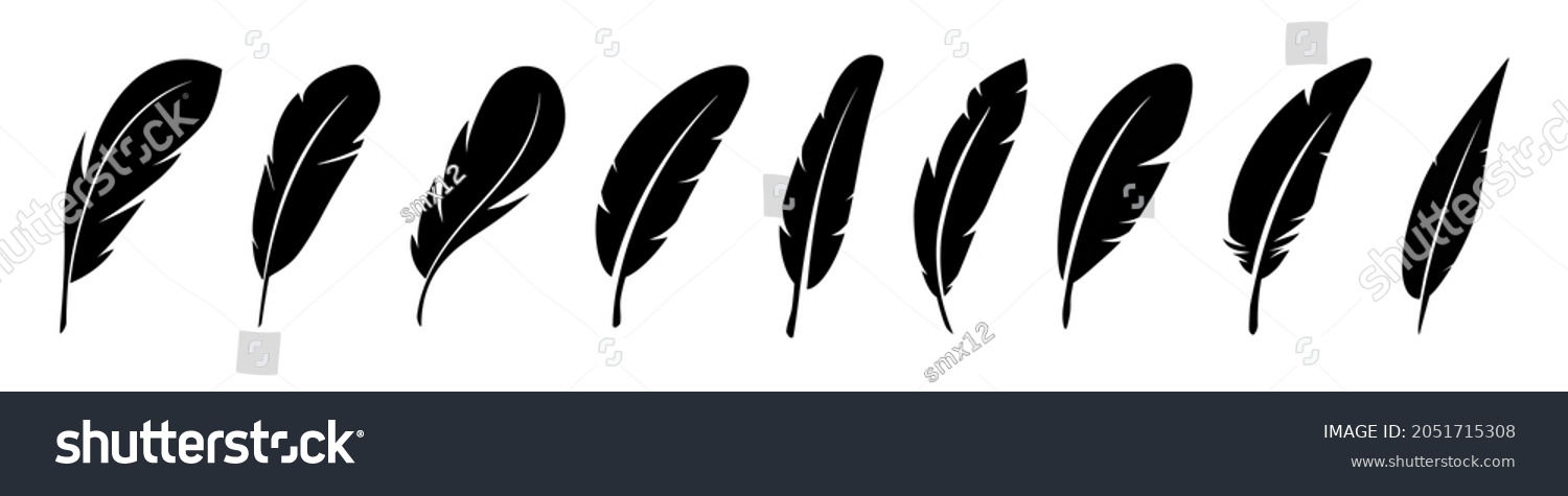 28 Curved Feather Flat Icon Set. Vector Flat Style Illustration ...