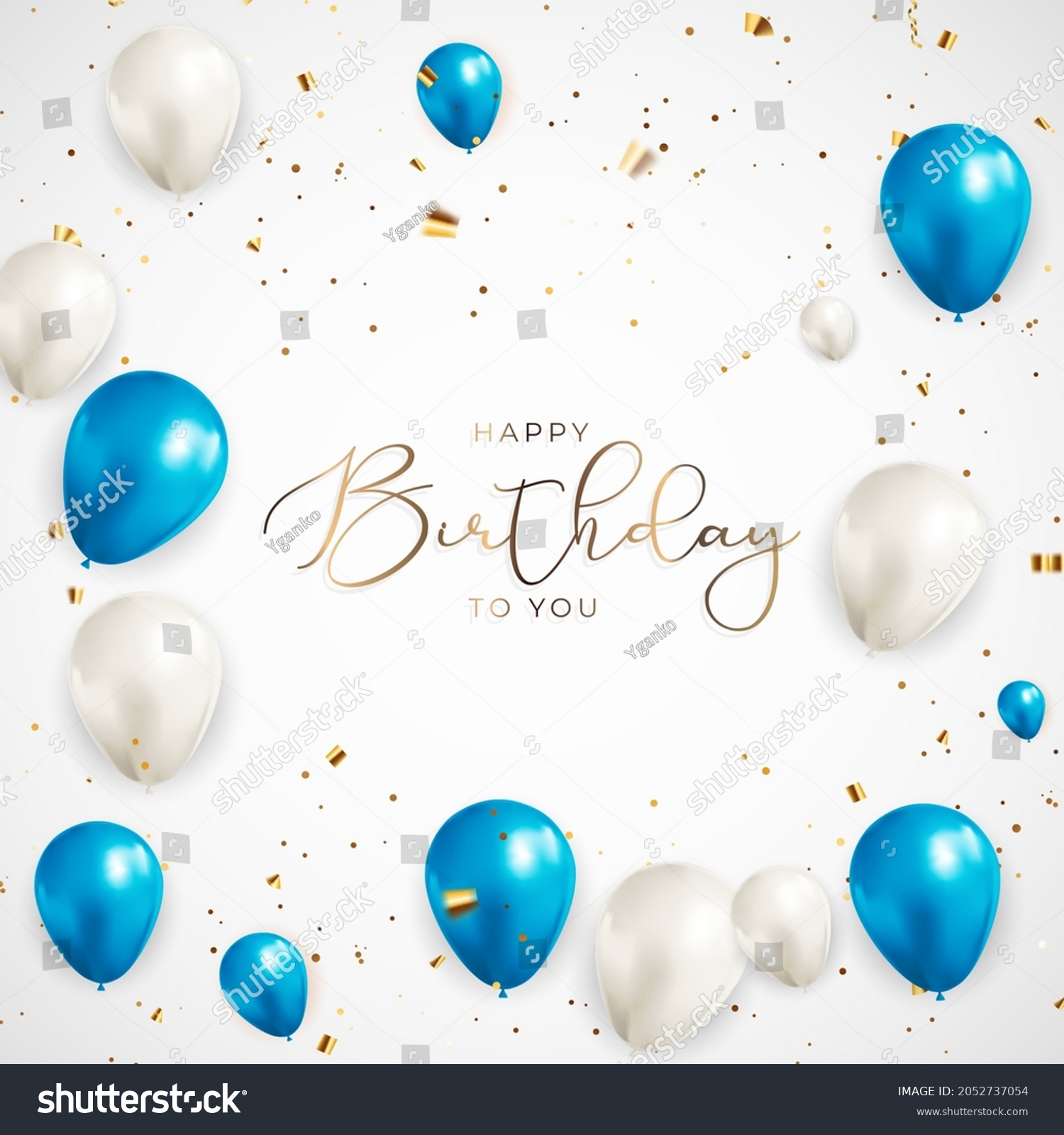 Happy Birthday Congratulations Banner Design Confetti Stock Vector