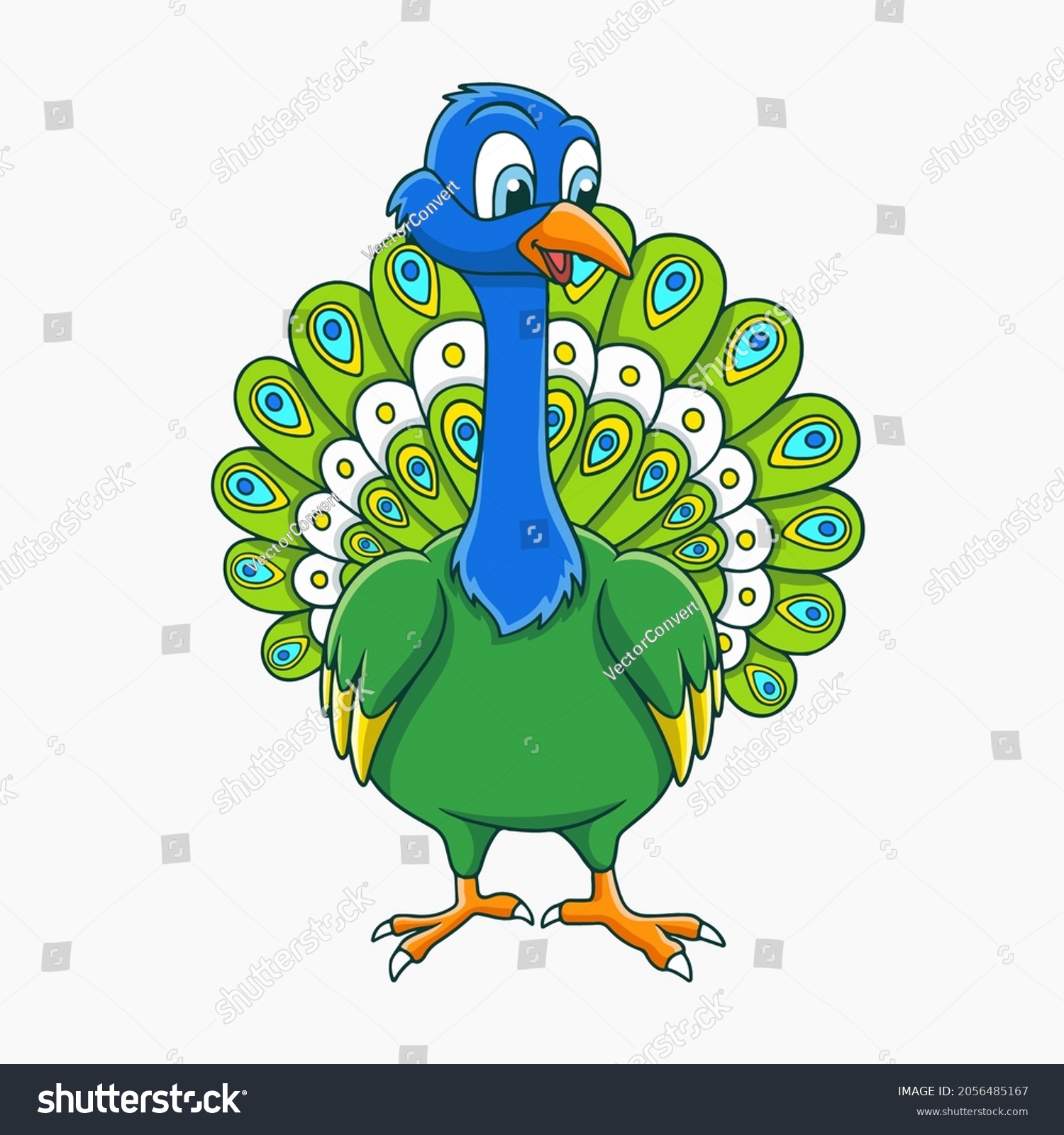 Peacock Standing Vector Illustration Cartoon 库存矢量图（免版税）2056485167